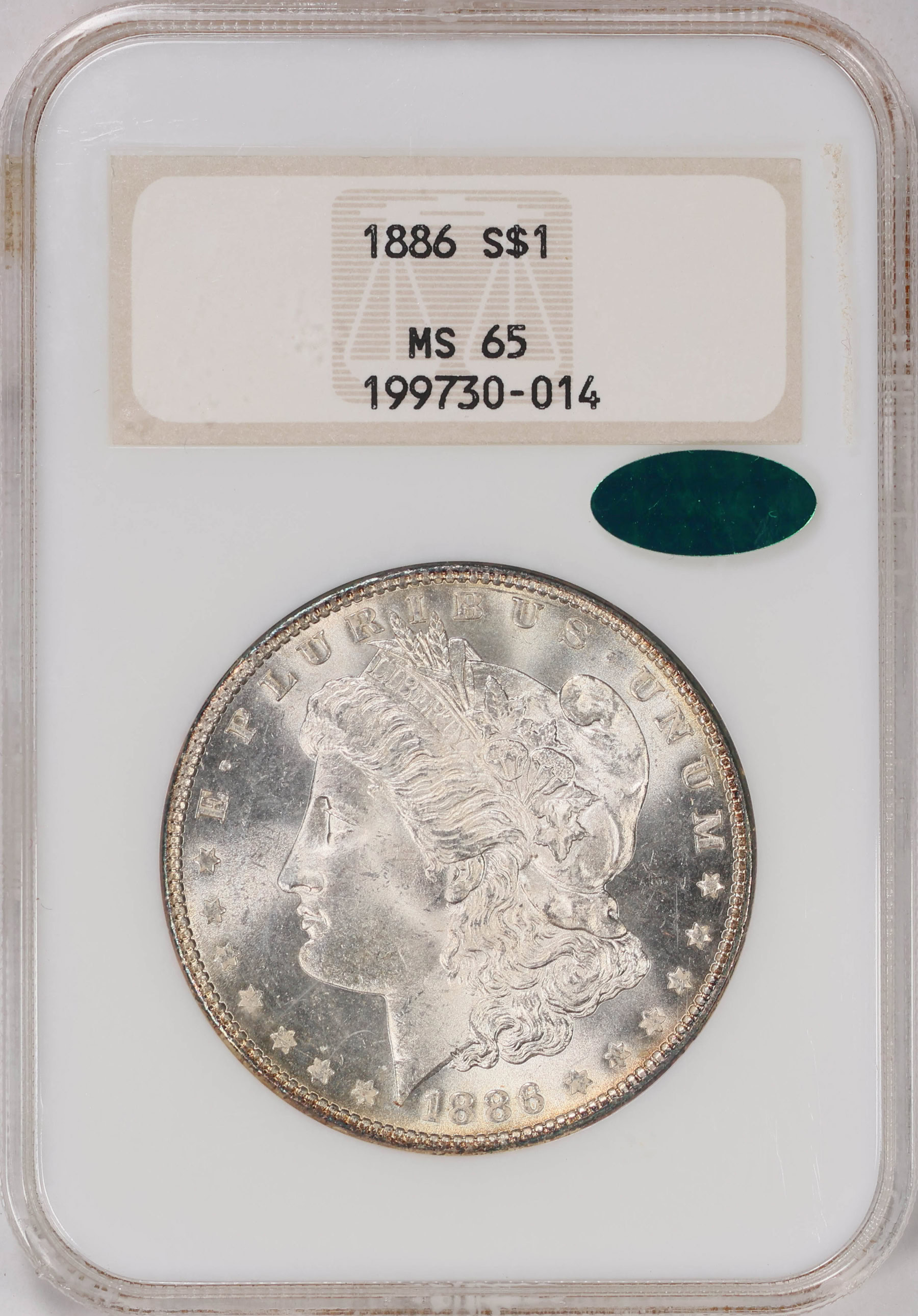 1886 Morgan Silver Dollar NGC MS-65 (CAC Green) OH (Toned) (Item 1677666) | GreatCollections ...