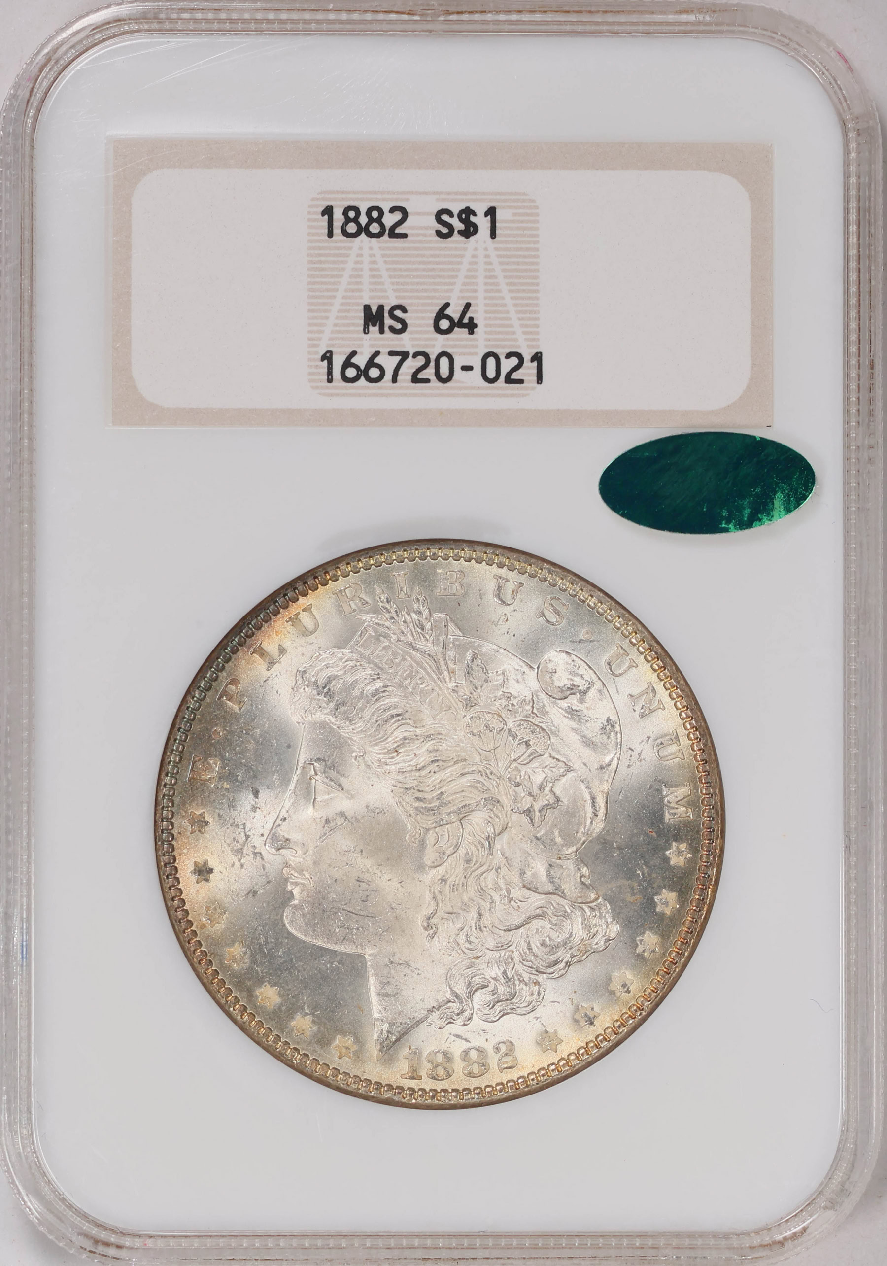1882 Morgan Silver Dollar NGC MS-64 (CAC Green) OH (Toned) (Item 1677668) | GreatCollections ...