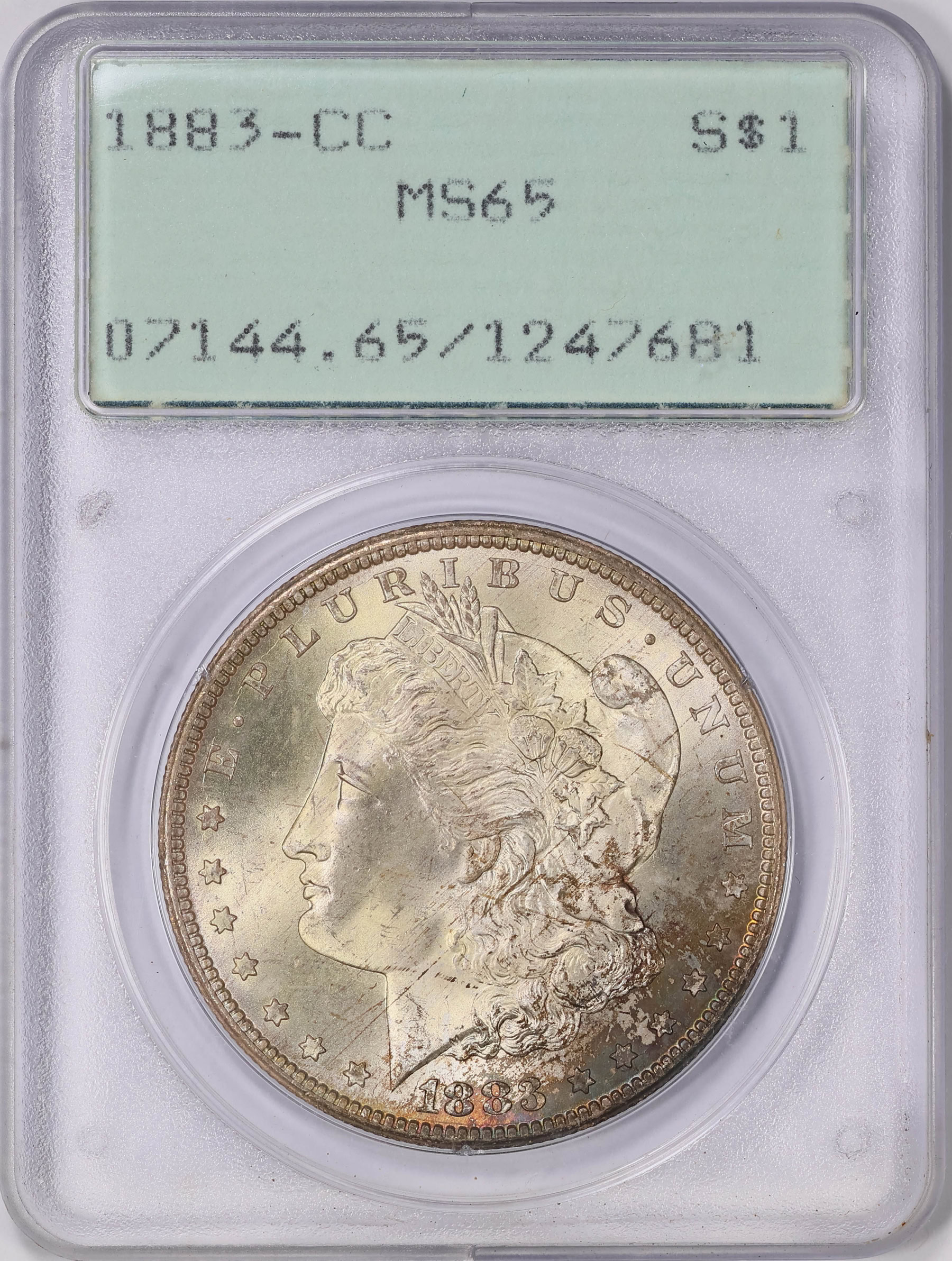 1883-CC Morgan Silver Dollar PCGS MS-65 OGH (1st Gen) (Toned) (Item 1677727) | GreatCollections ...