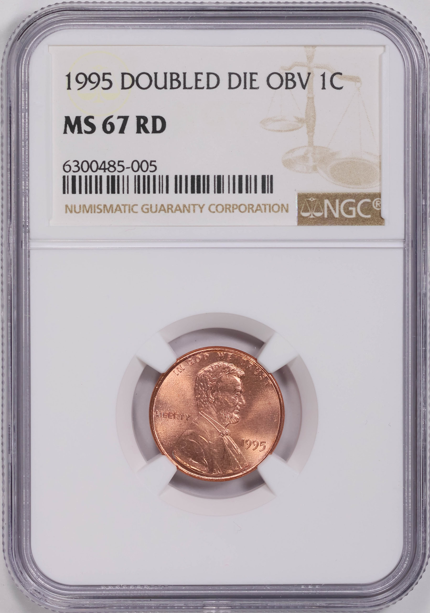 1995 Lincoln Cent Doubled Die Obverse NGC MS-67 RD (Item 1677740 ...