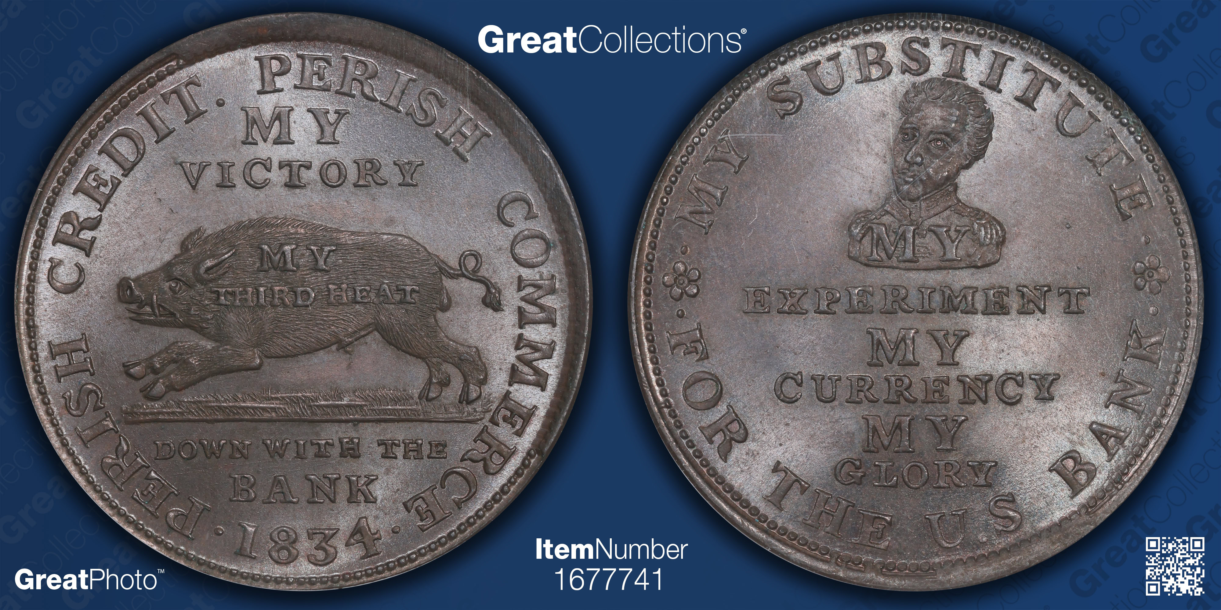 1834 Hard Times Token HT-9 Running Boar NGC MS-66 BN (Item 1677741 ...