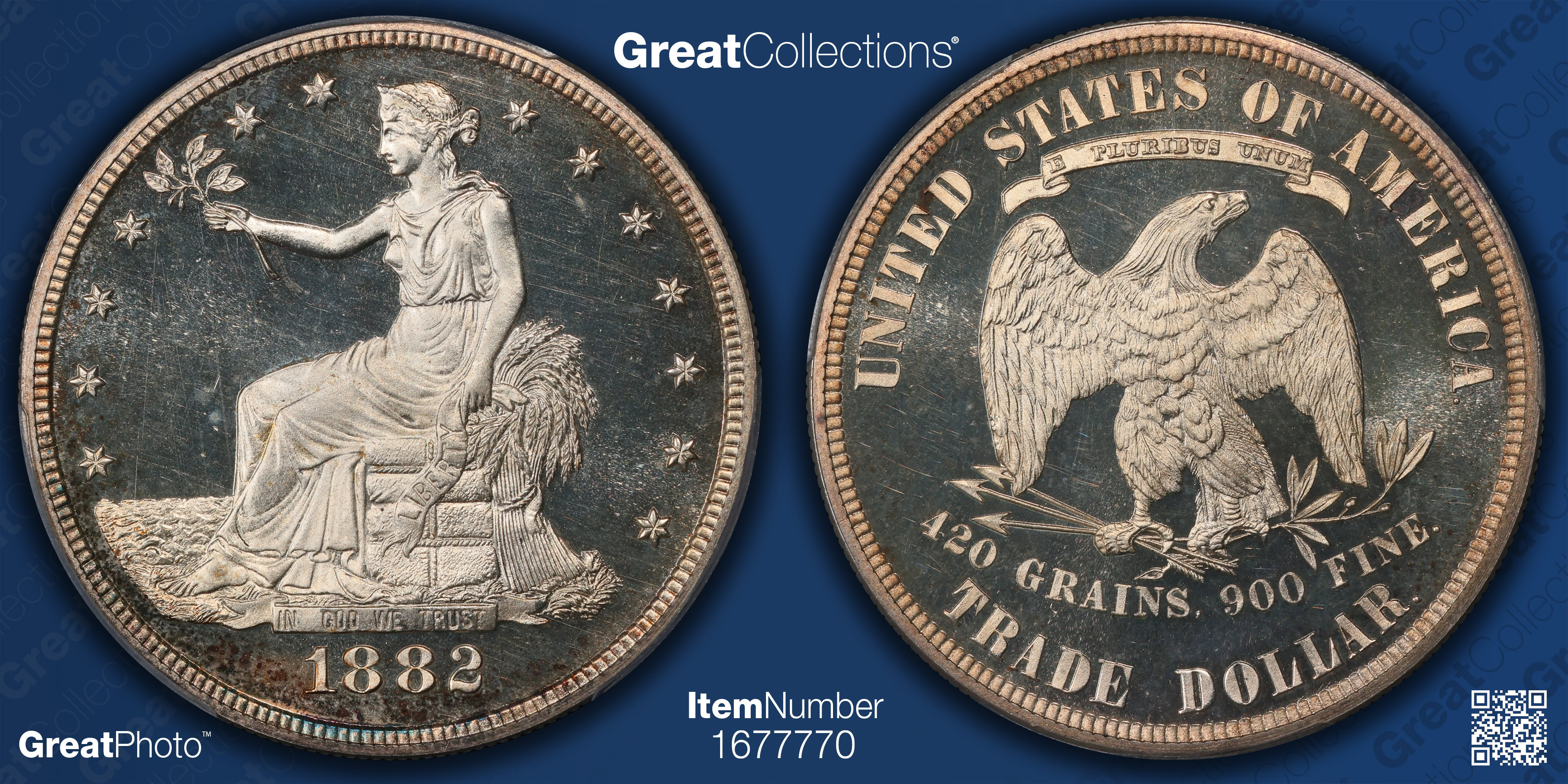 1882 Trade Silver Dollar PCGS Proof-65 DCAM (D.L. Hansen Collection ...