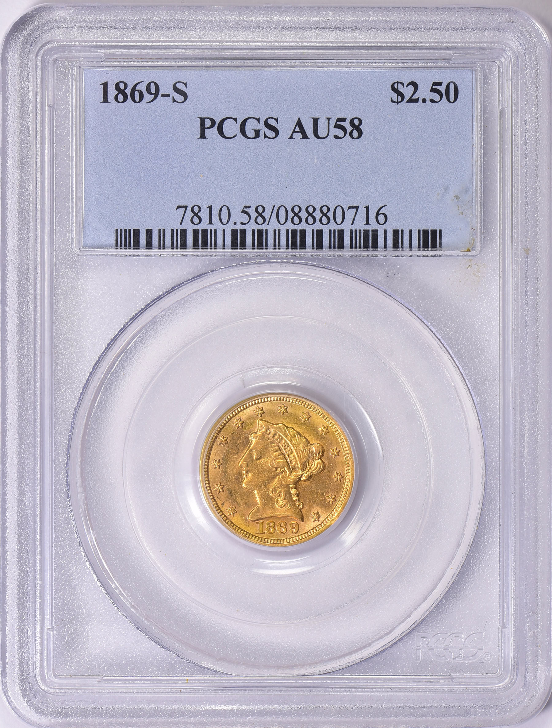 1869-S Liberty Gold Quarter Eagle PCGS AU-58 (Item 1677780 ...