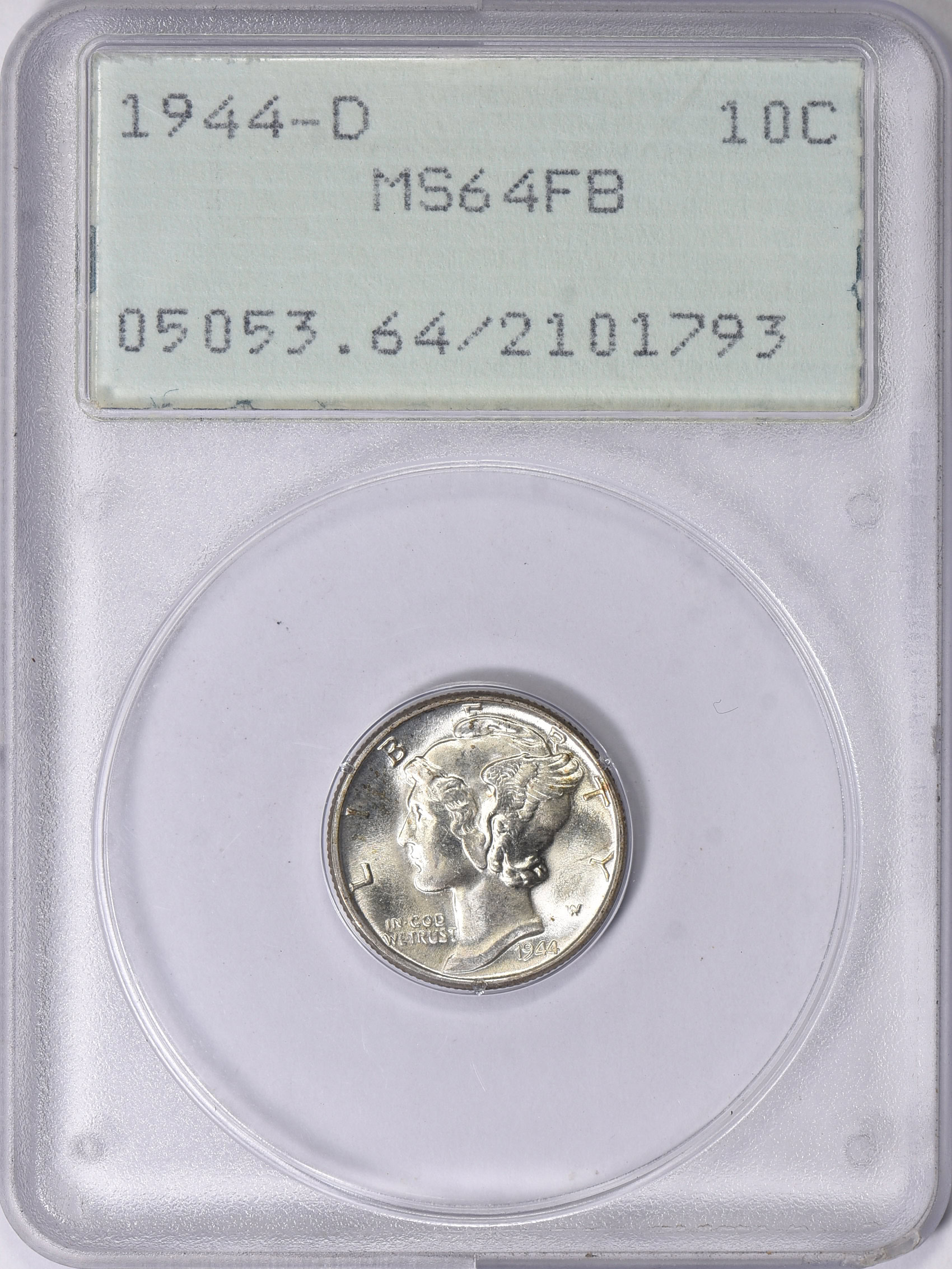1944-D Mercury Dime PCGS MS-64 FB OGH (1st Gen) (Item 1677850) | GreatCollections Coin Auctions