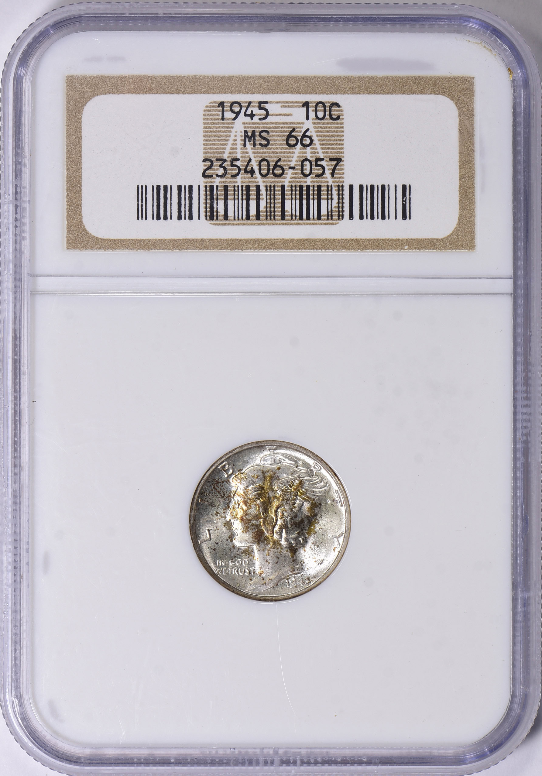 1945 Mercury Dime NGC MS-66 (Toned) (Item 1677880) | GreatCollections Coin Auctions