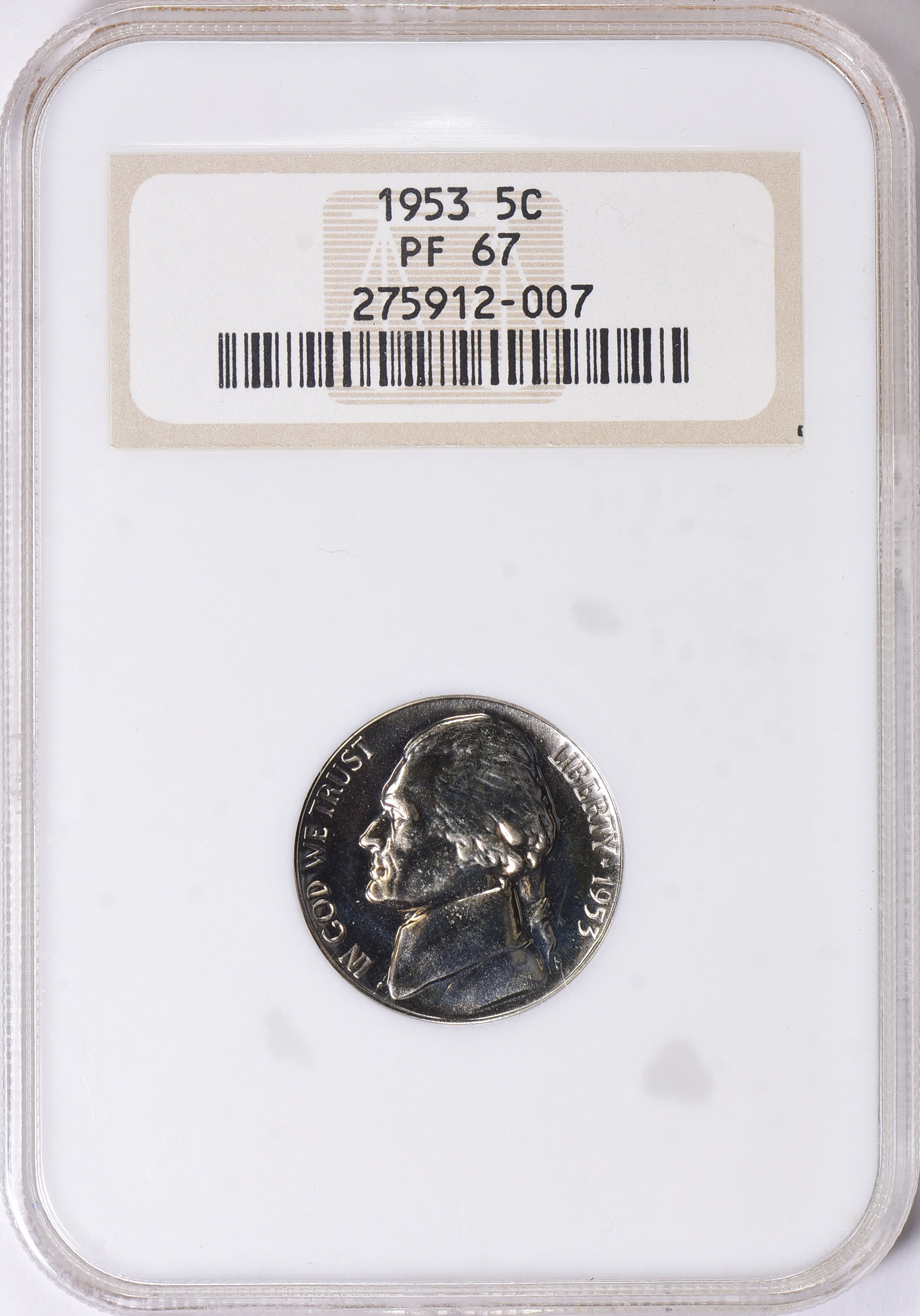 1953 Jefferson Nickel NGC Proof-67 OH (Toned) (Item 1677881) | GreatCollections Coin Auctions