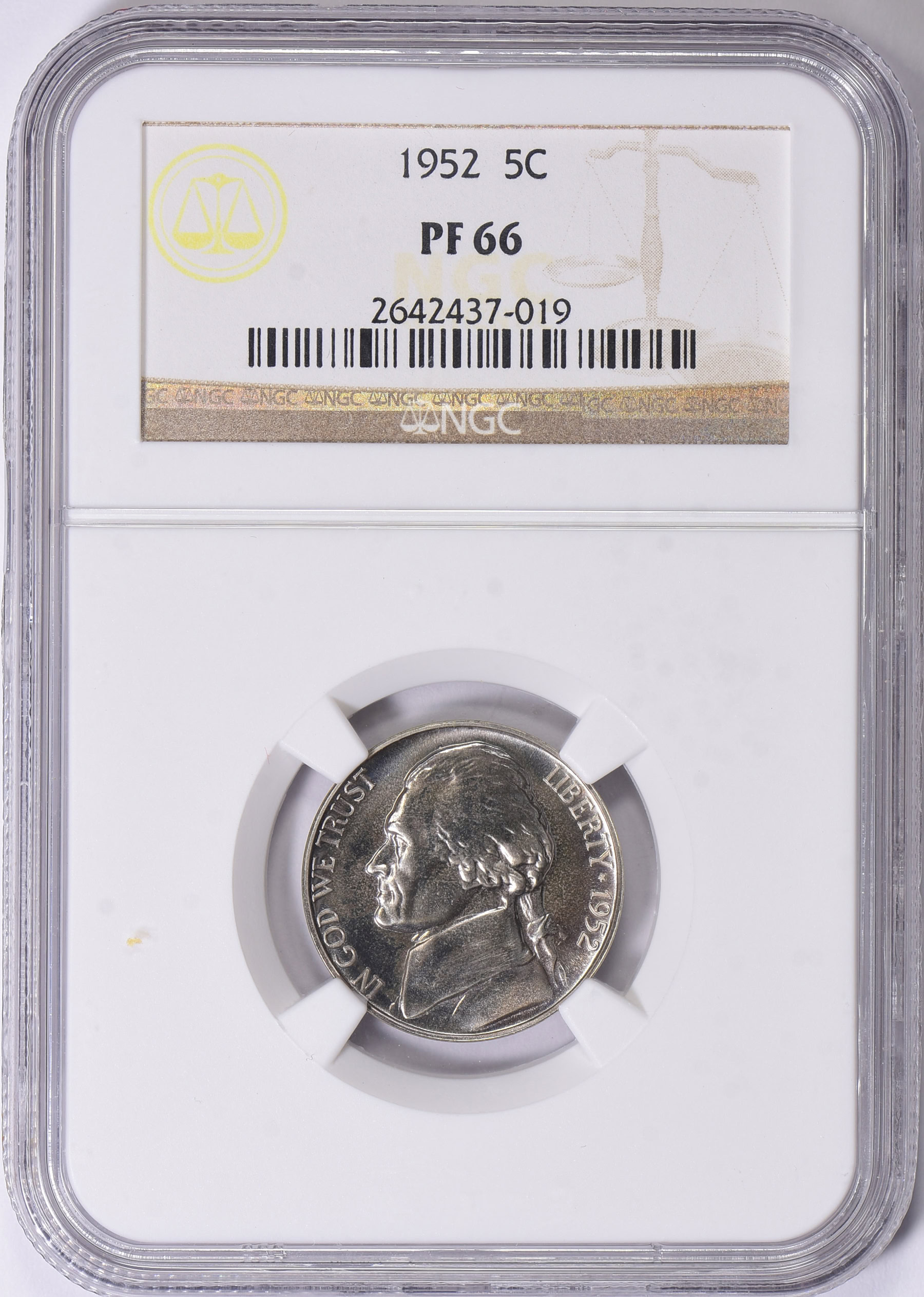 1952 Jefferson Nickel NGC Proof-66 (Toned) (Item 1678197) | GreatCollections Coin Auctions