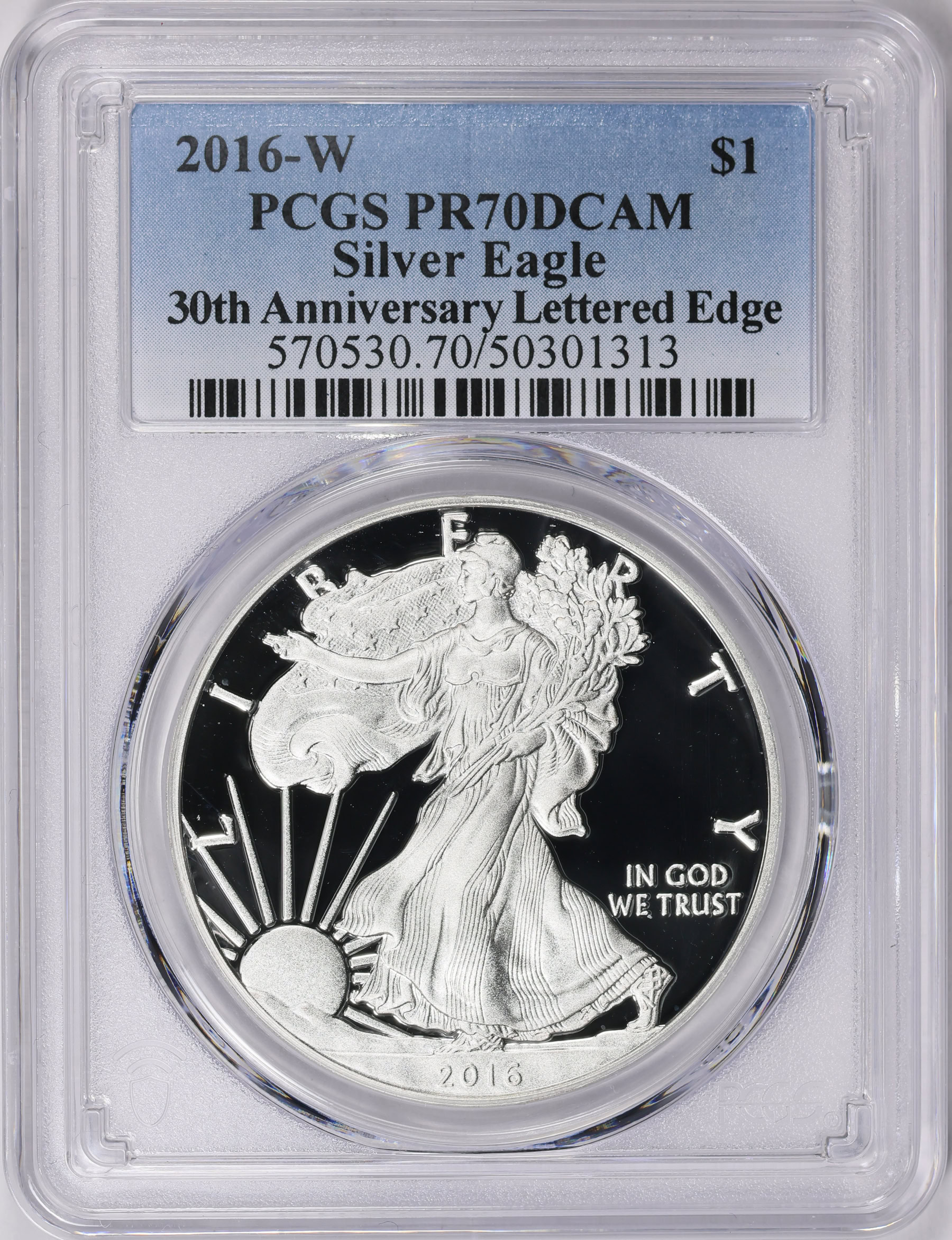 2016-W $1 Silver Eagle 30th Anniversary Lettered Edge PCGS Proof-70 DCAM (Item 1678274 ...