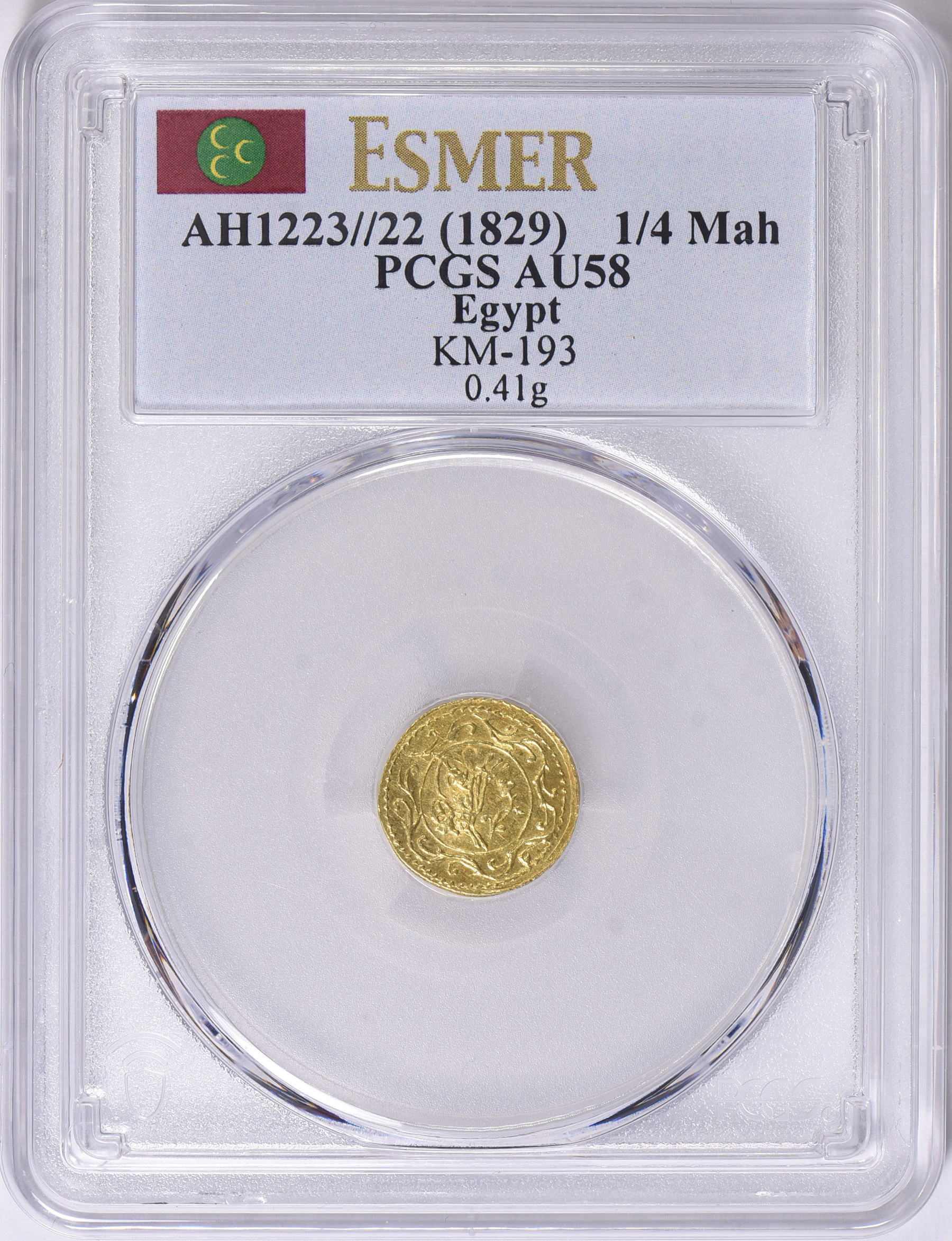 Egypt AH 1223 Year 22 (1829) Gold 1/4 Mahbub (Coyrek Rumi) KM-193 PCGS ...