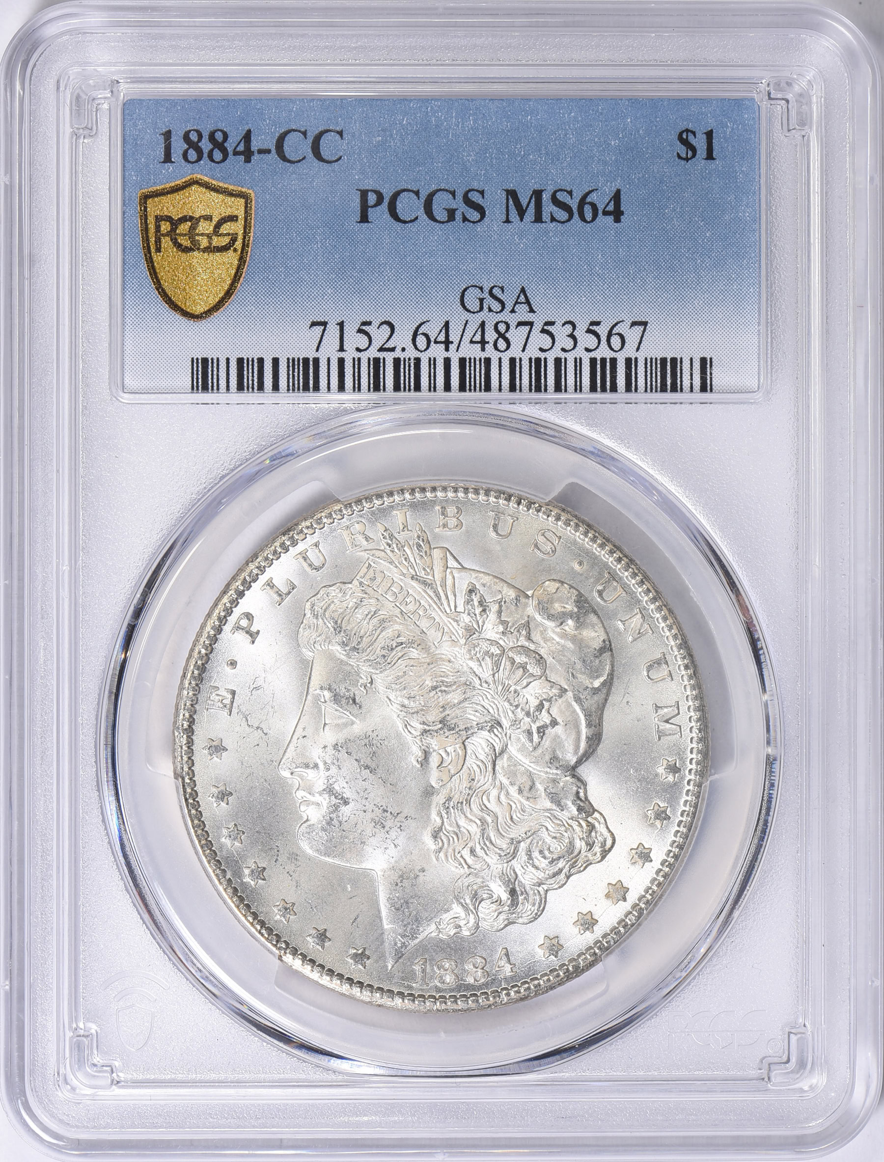 1884-CC Morgan Silver Dollar PCGS MS-64 (GSA) (Item 1678436) | GreatCollections Coin Auctions