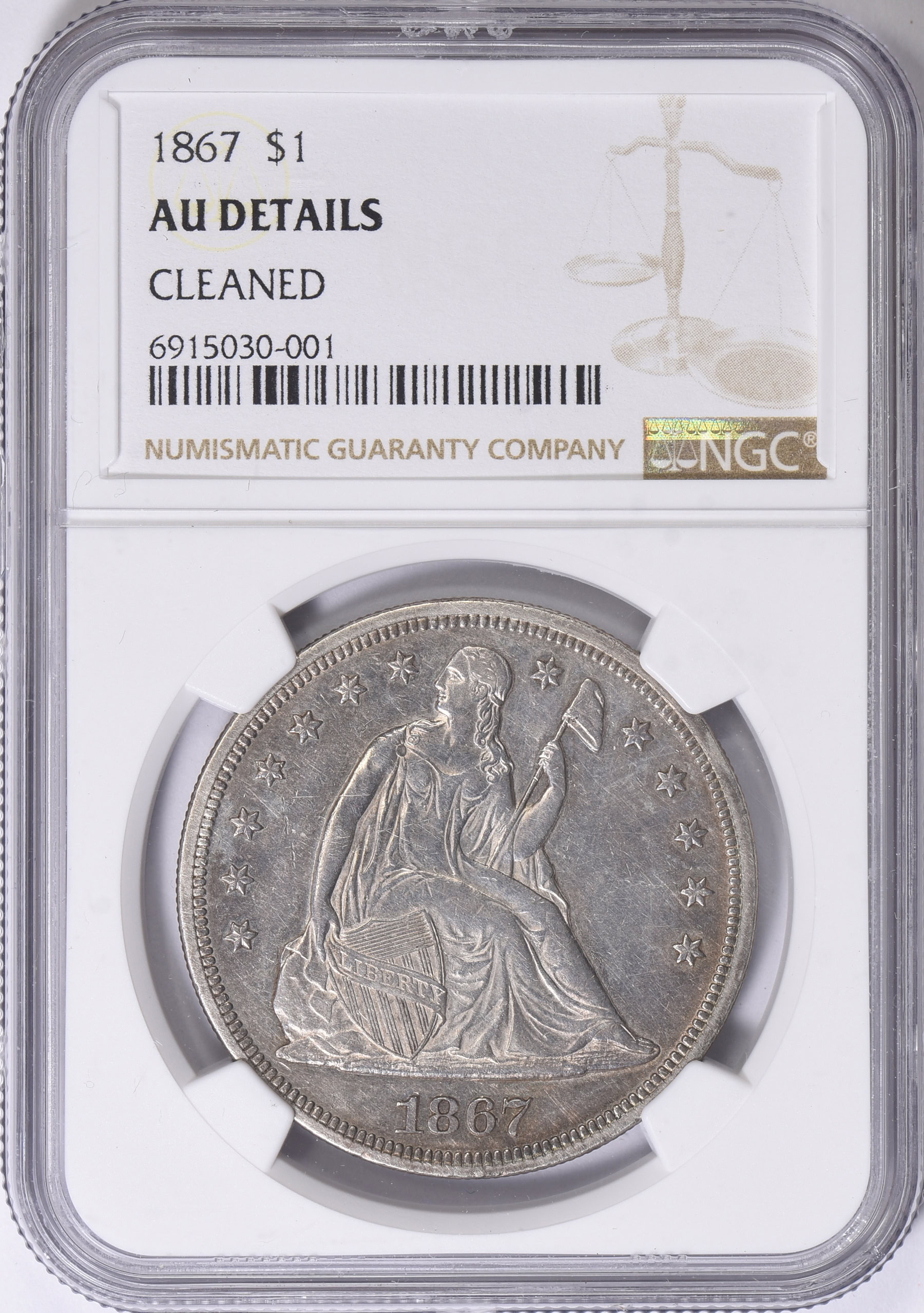 1867 Seated Liberty Silver Dollar NGC AU Details (Item 1678504) | GreatCollections Coin Auctions