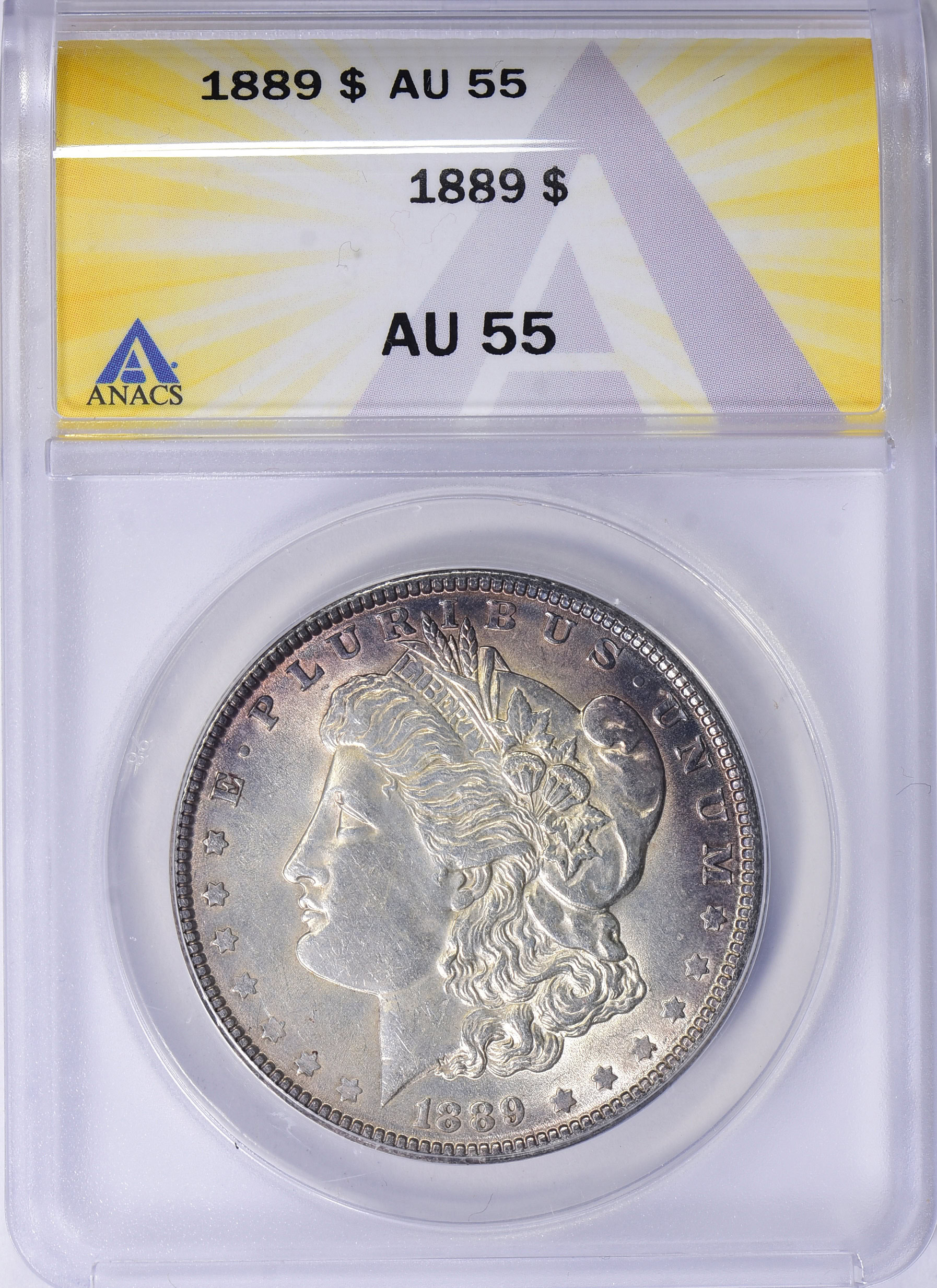 1889 Morgan Silver Dollar ANACS AU-55 (Toned) (Item 1678669) | GreatCollections Coin Auctions