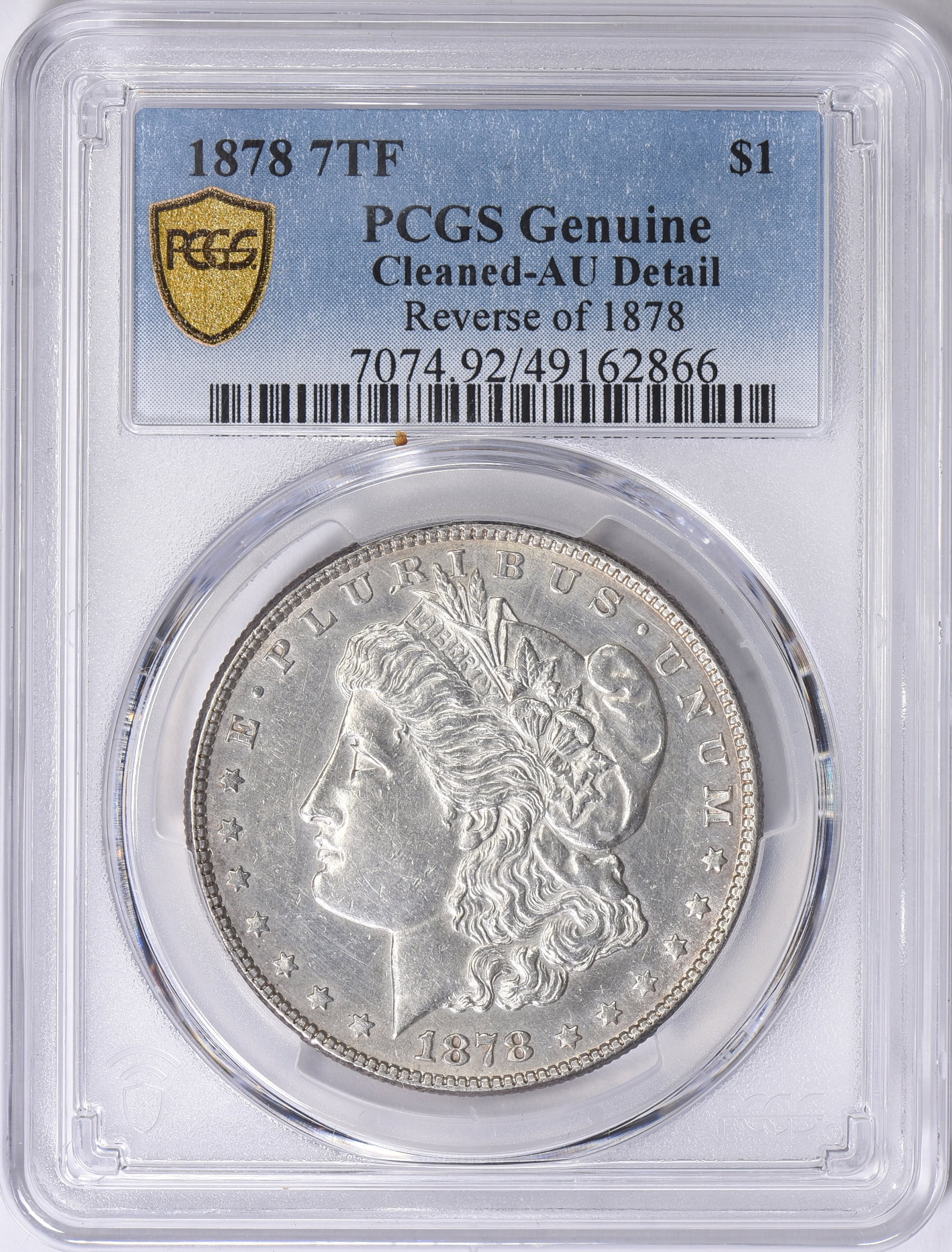 1878 Morgan Silver Dollar 7 Tailfeathers, Reverse of 1878 PCGS Genuine AU Details (Item 1679046 ...