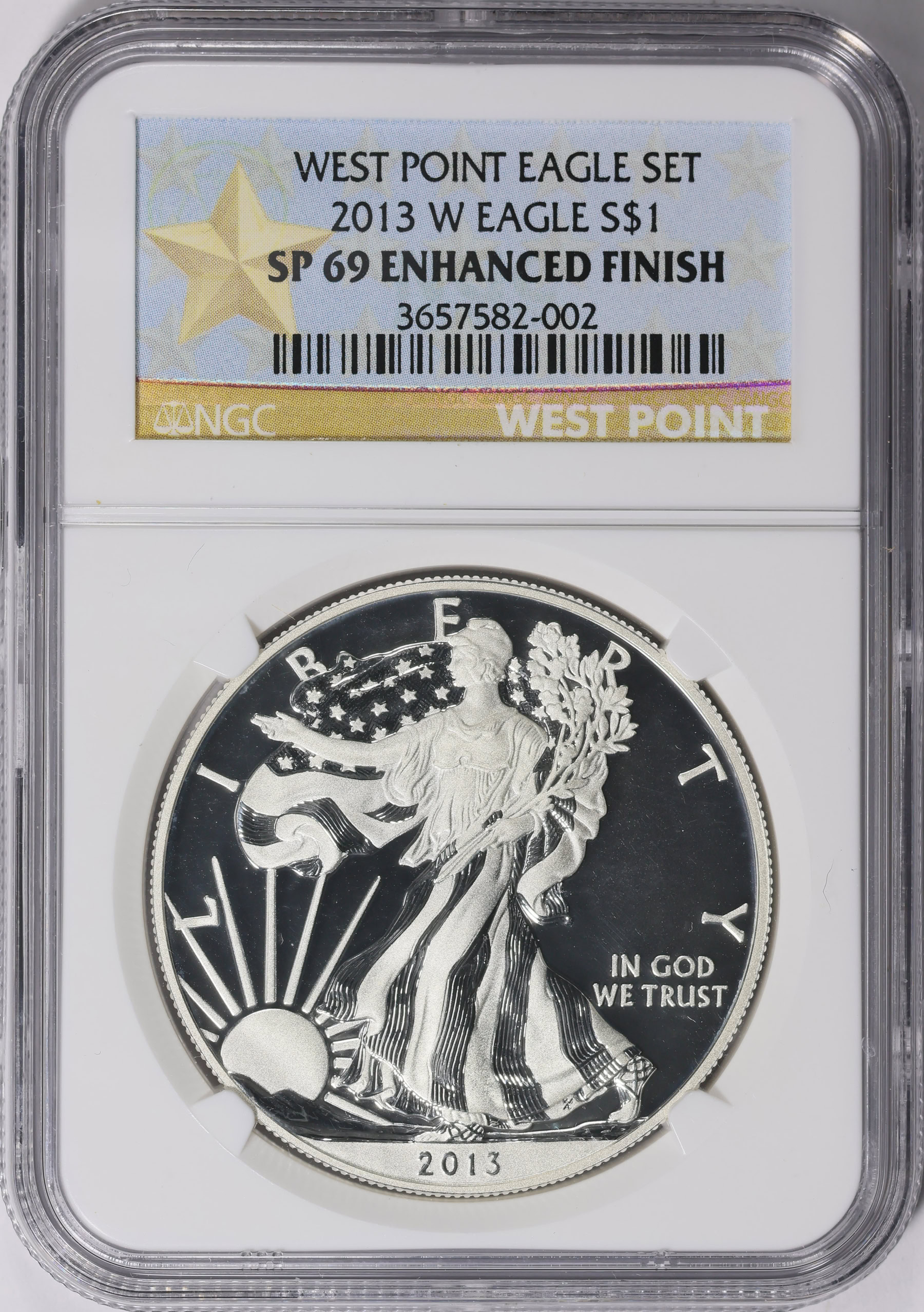 2013-W $1 Silver Eagle Enhanced Finish NGC SP-69 (West Point Star Label ...