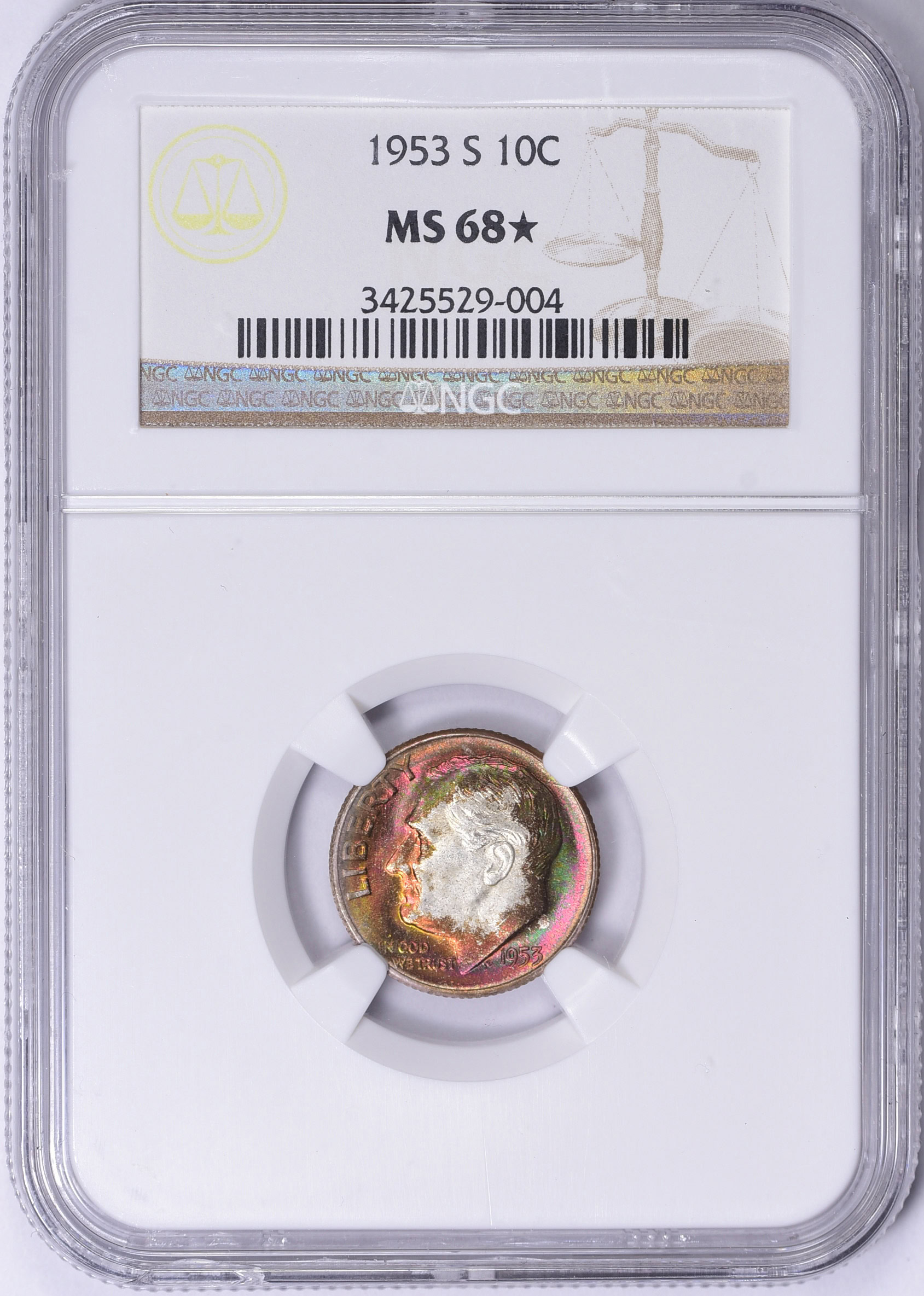 1953-S Roosevelt Dime NGC MS-68 ★ (Toned) (Item 1679185 ...