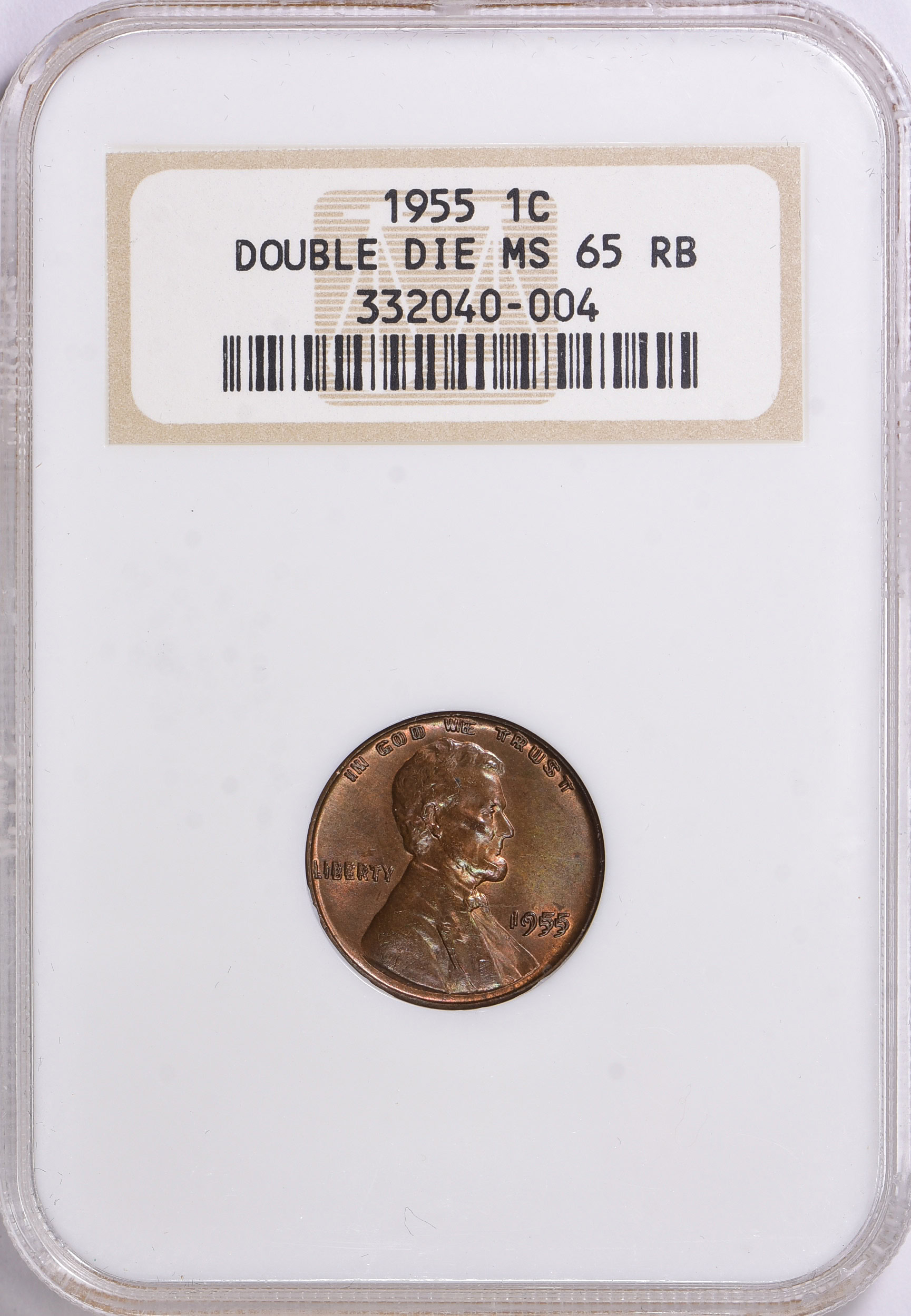 1955 Lincoln Cent Doubled Die Obverse NGC MS-65 RB OH (Toned) (Item ...