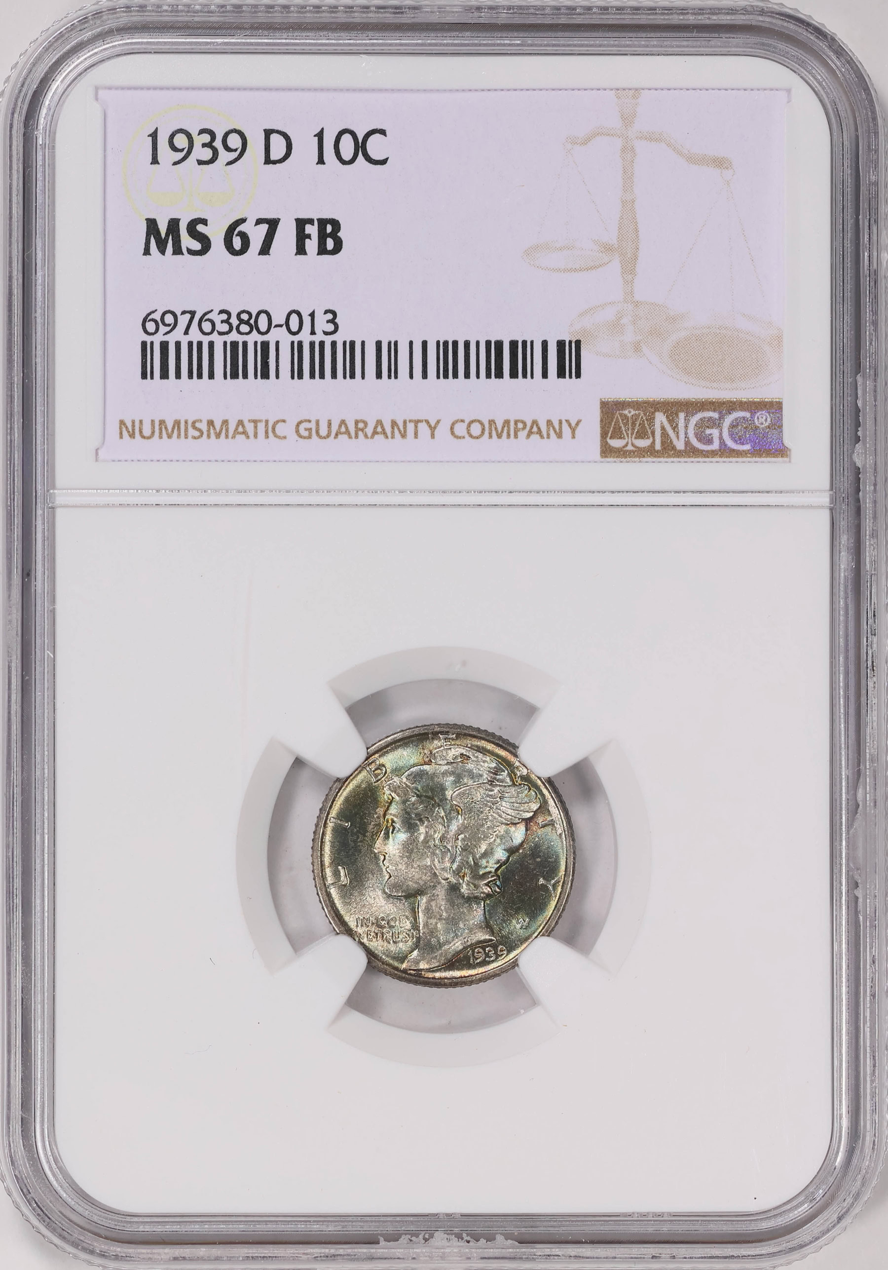1939-D Mercury Dime NGC MS-67 FB (Toned) (Item 1679403) | GreatCollections Coin Auctions