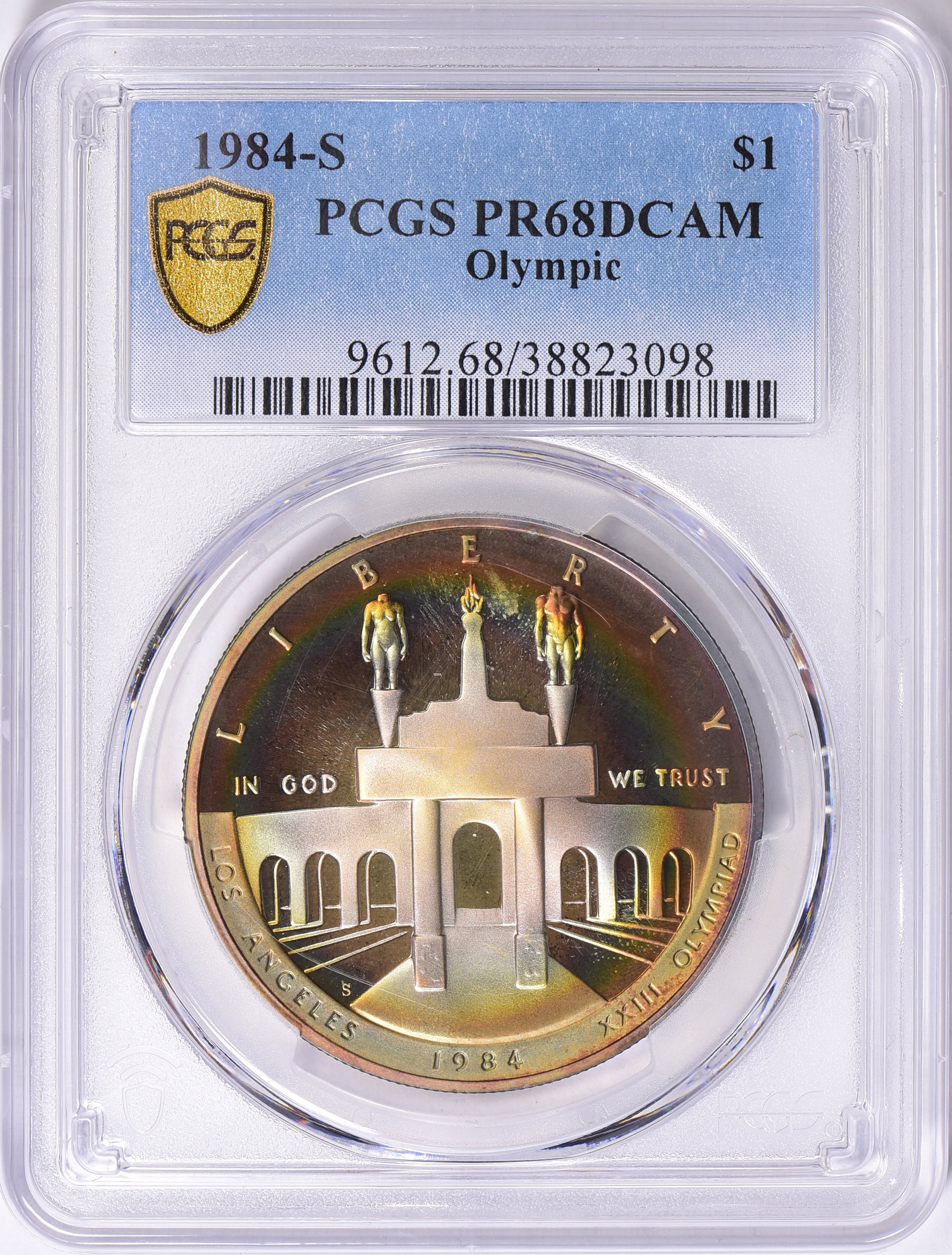 1984-S Los Angeles XXIII Olympiad Coliseum Silver Dollar PCGS Proof-68 ...