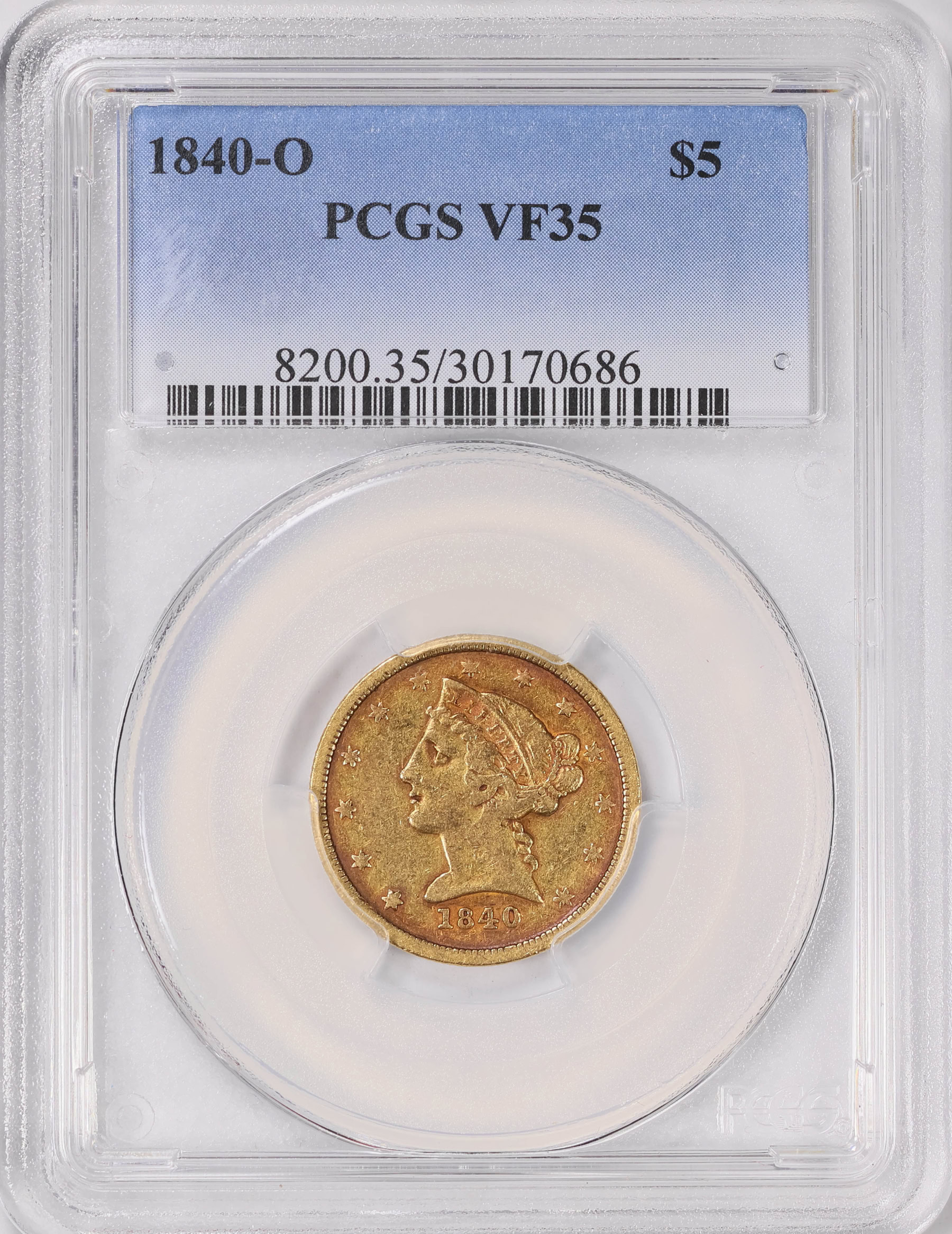1840-O Liberty Gold Half Eagle PCGS VF-35 (Item 1679608 ...