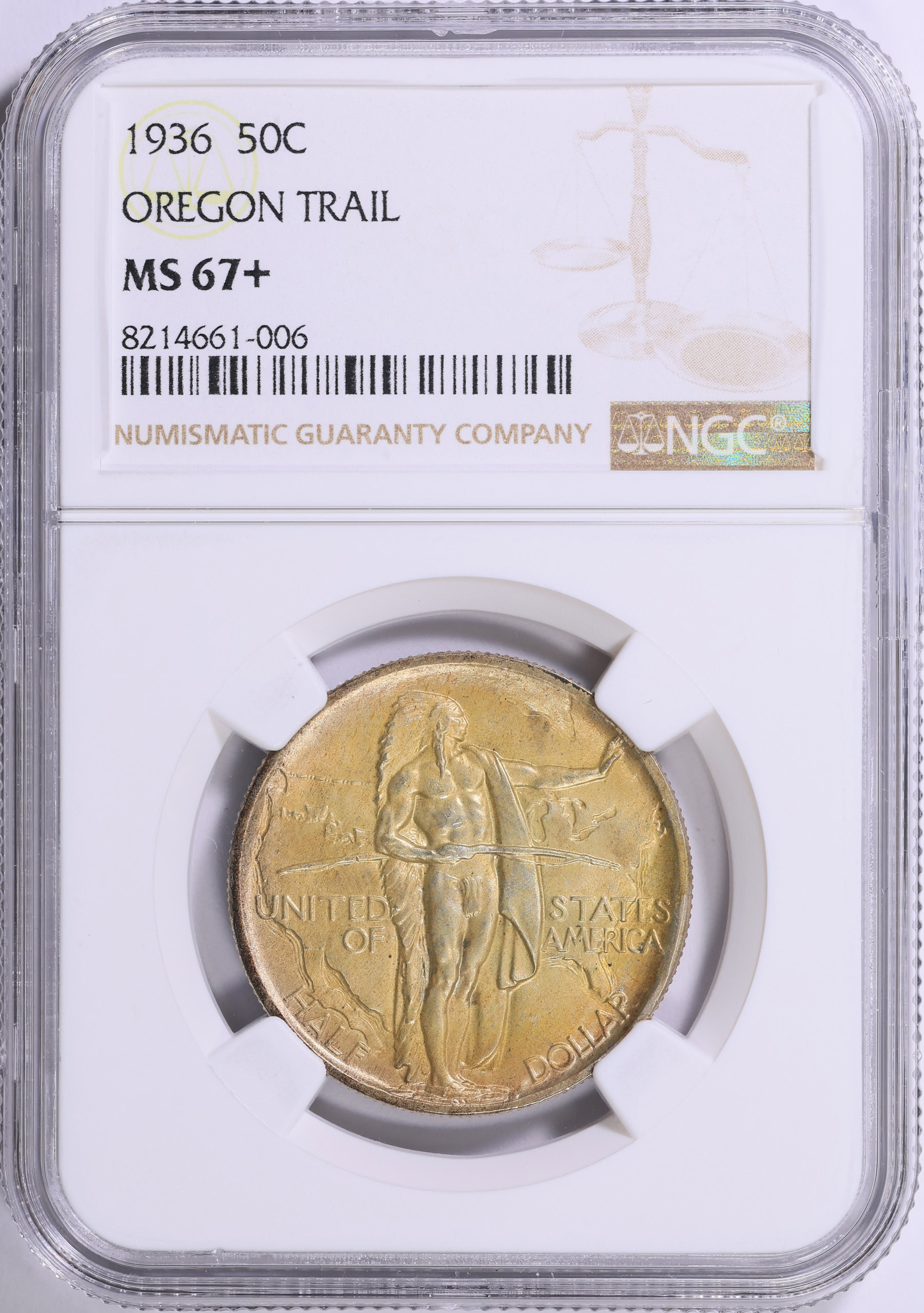 1936-S Oregon Trail Memorial Half Dollar NGC MS-67+ (Toned) (Item 1679749) | GreatCollections ...
