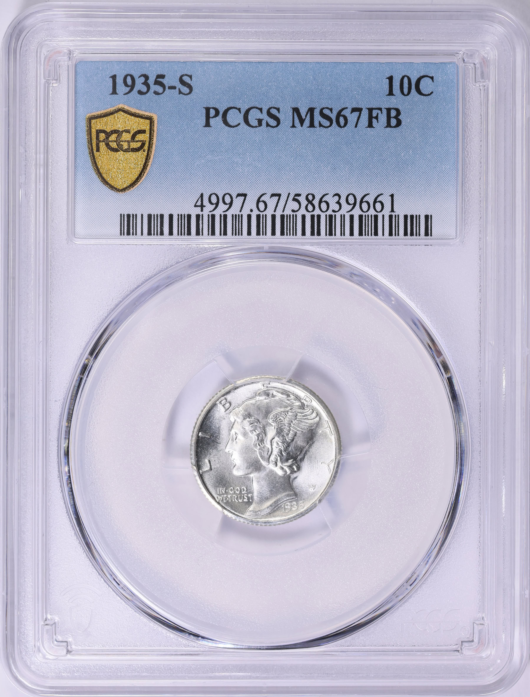 1935-S Mercury Dime PCGS MS-67 FB (Item 1679758) | GreatCollections Coin Auctions