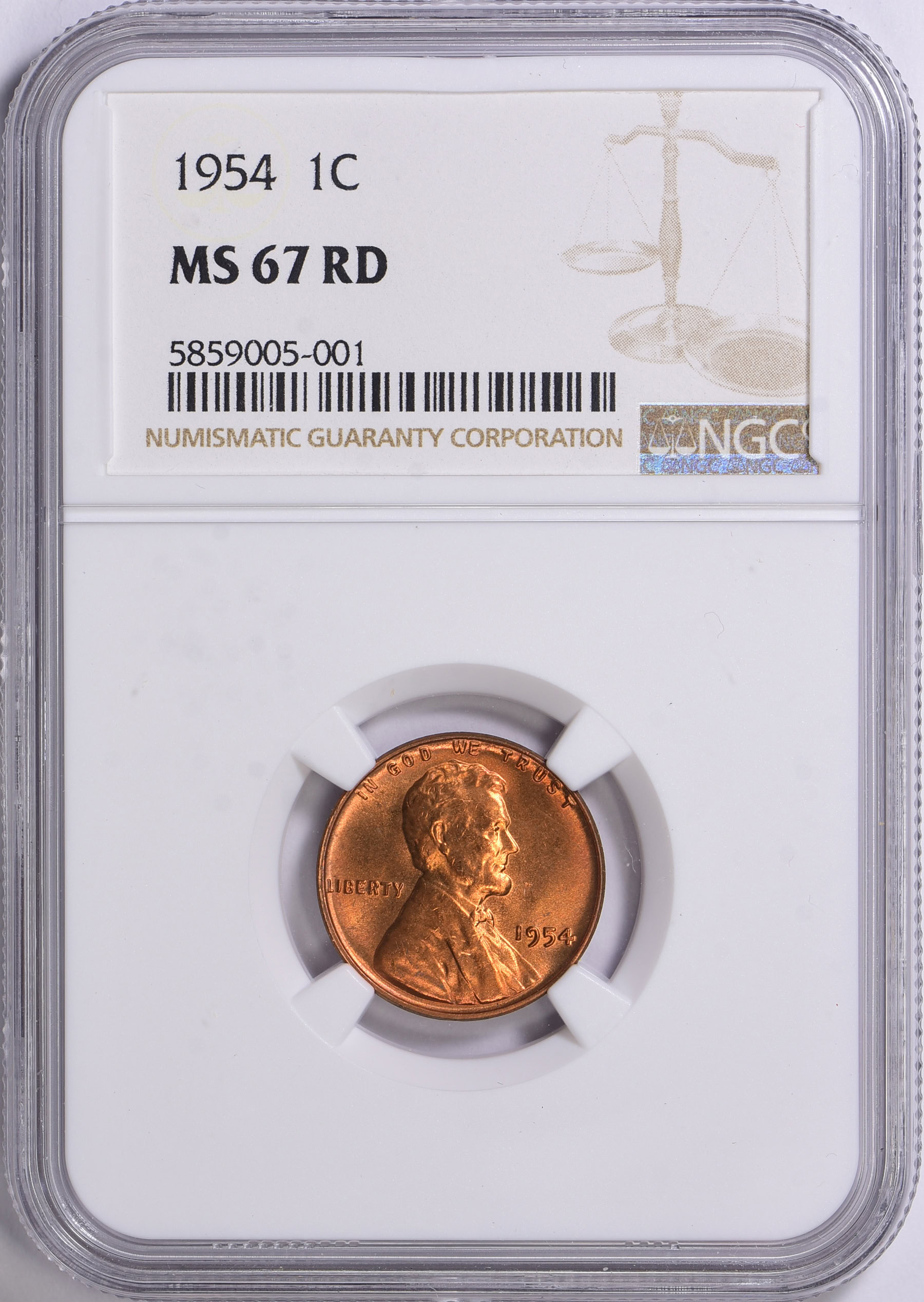 1954 Lincoln Cent NGC MS-67 RD (Item 1679920) | GreatCollections Coin Auctions