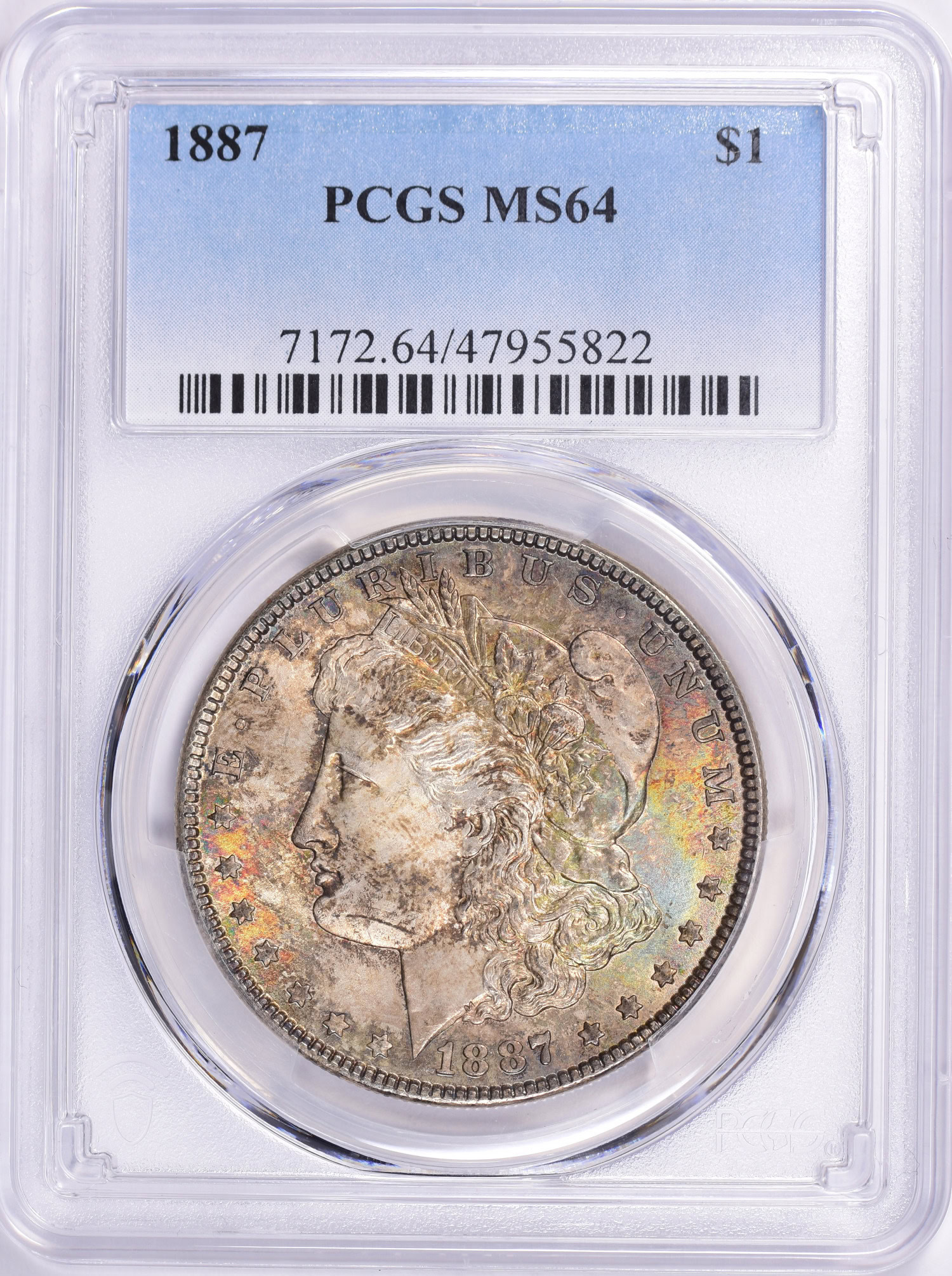 1887 Morgan Silver Dollar PCGS MS-64 (Toned) (Item 1679988) | GreatCollections Coin Auctions