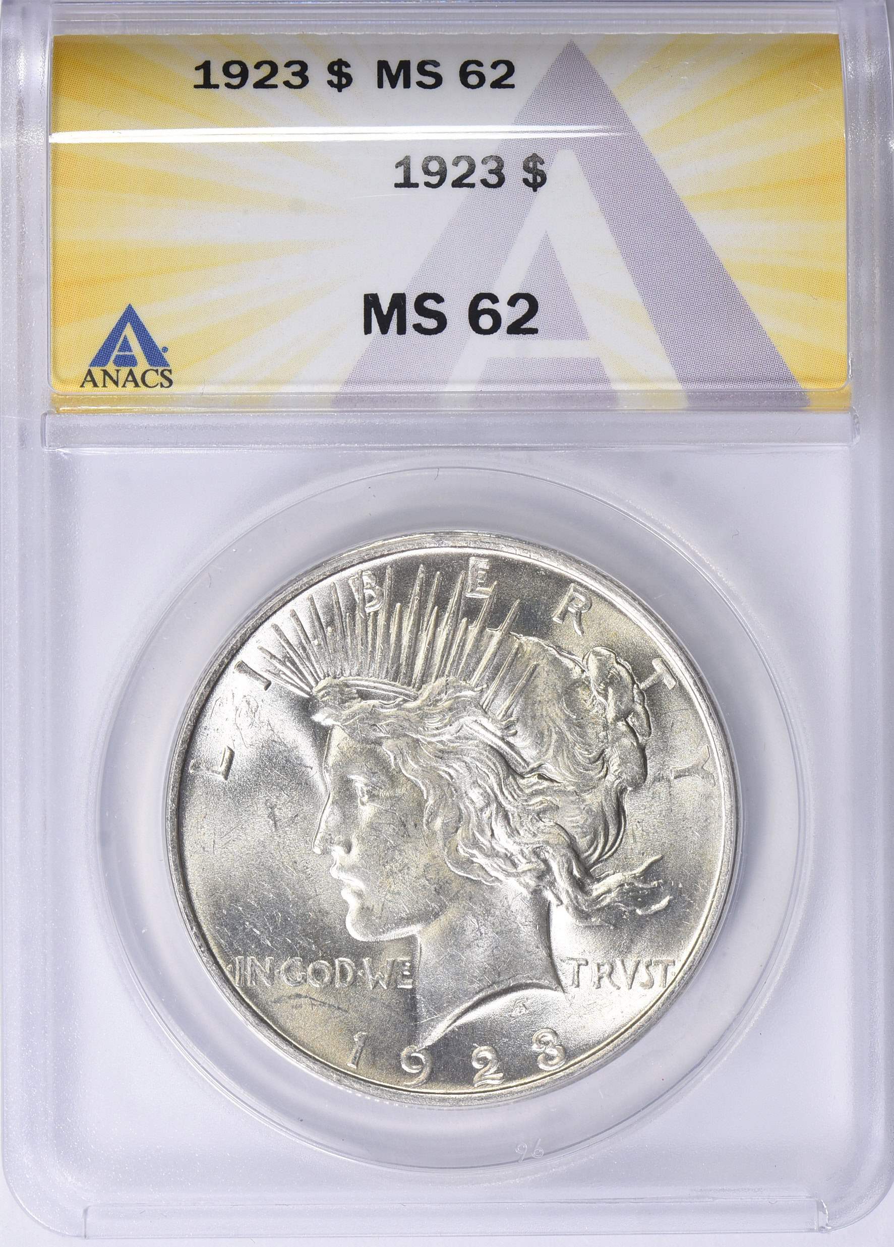 1923 Peace Silver Dollar ANACS MS-62 (Item 1680199) | GreatCollections Coin Auctions