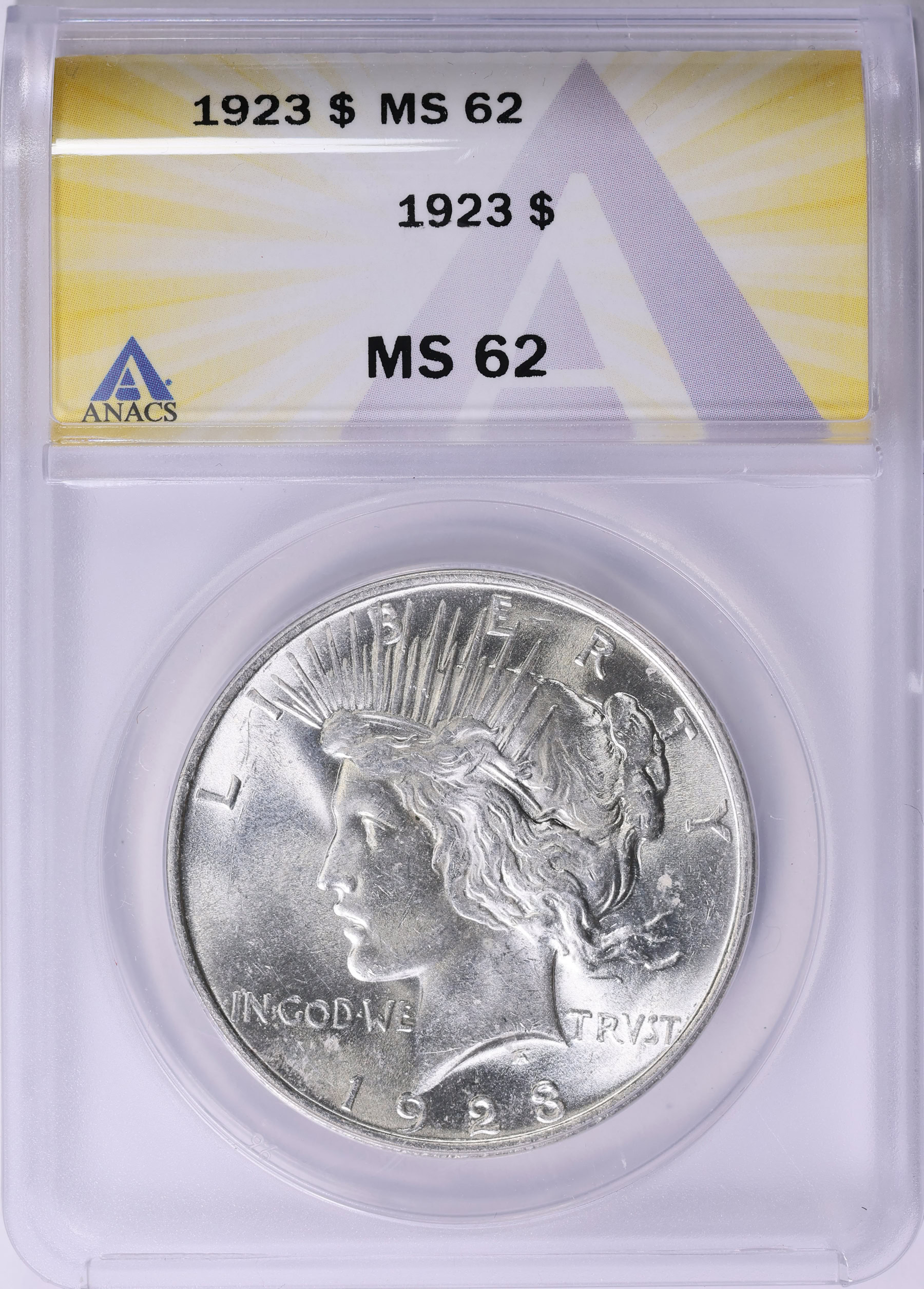 1923 Peace Silver Dollar ANACS MS-62 (Item 1680274) | GreatCollections Coin Auctions