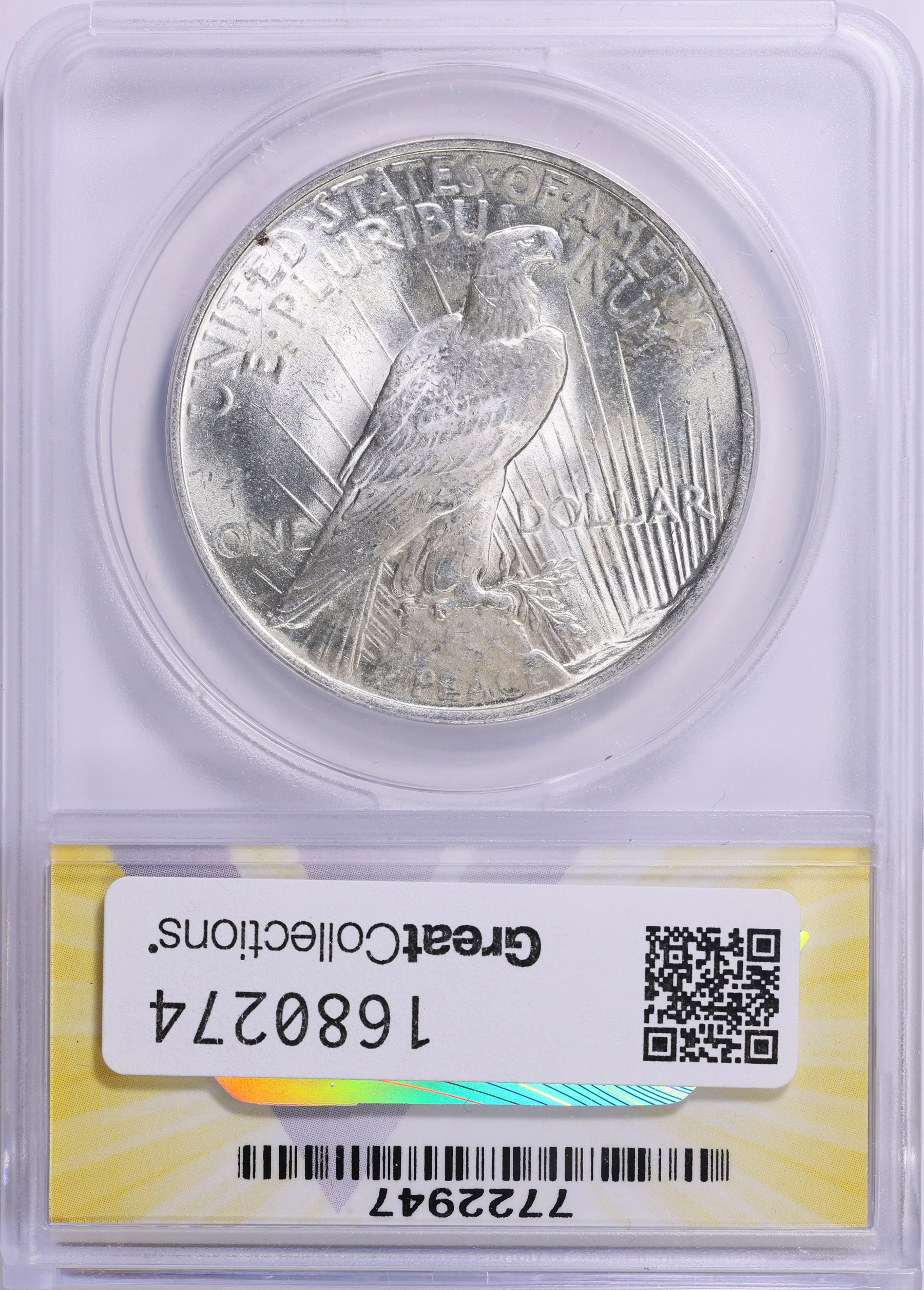 1923 Peace Silver Dollar ANACS MS-62 (Item 1680274) | GreatCollections Coin Auctions