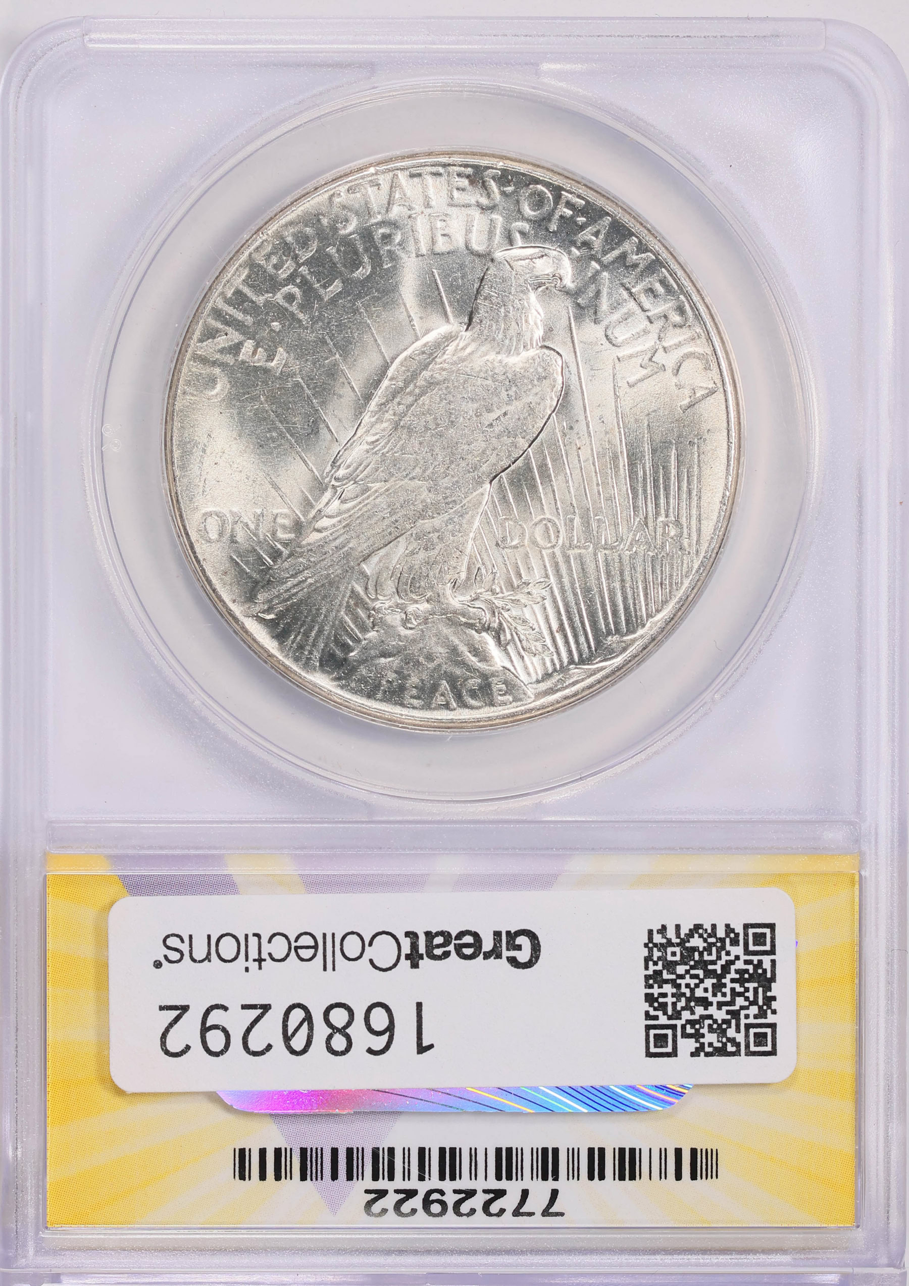 1925 Peace Silver Dollar ANACS MS-61 (Item 1680292) | GreatCollections Coin Auctions