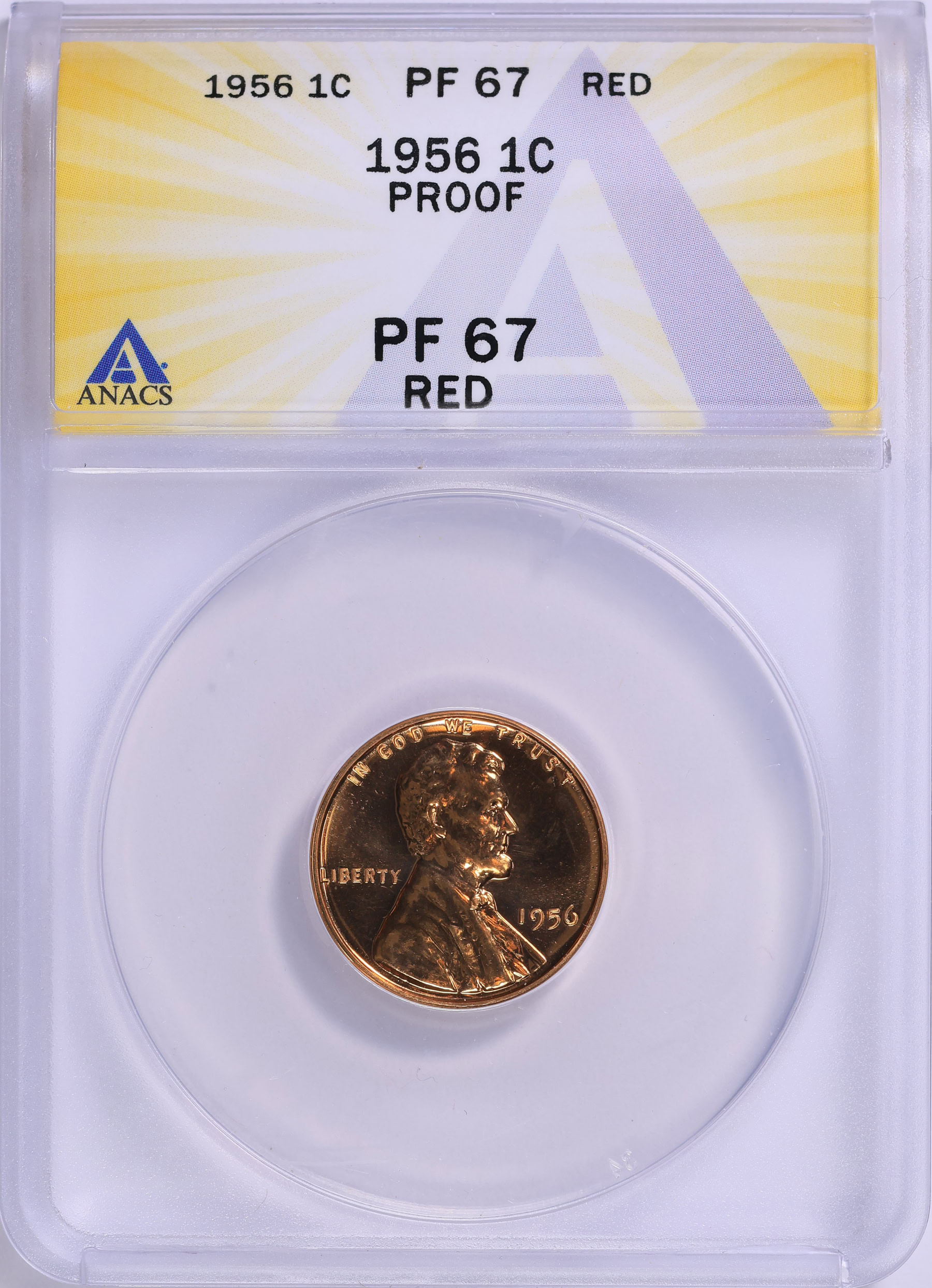 1956 Lincoln Cent ANACS Proof-67 RD (Item 1680337) | GreatCollections Coin Auctions