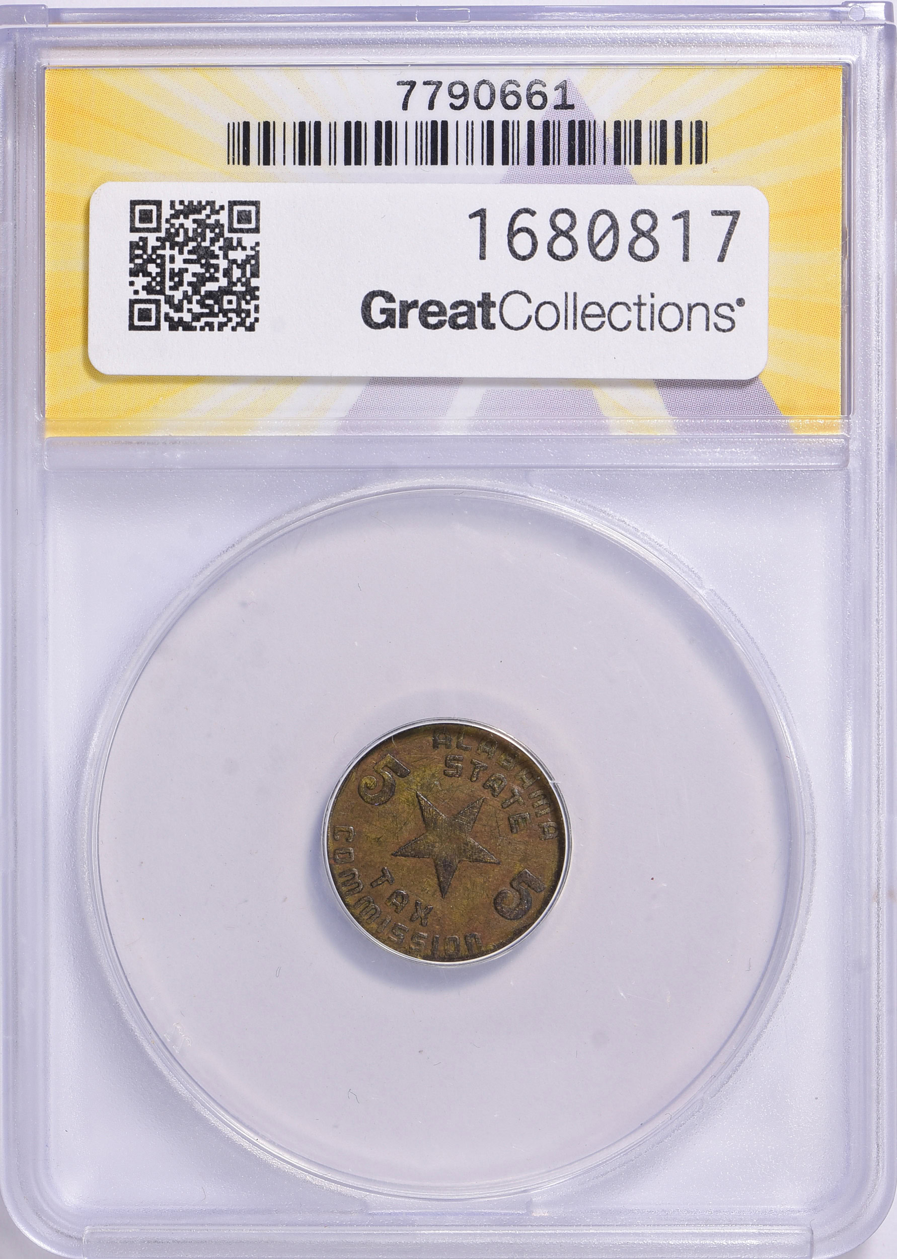 ND Alabama Luxury Tax Token TC-89056 ANACS VF-30 Details | ANACS Cert ...