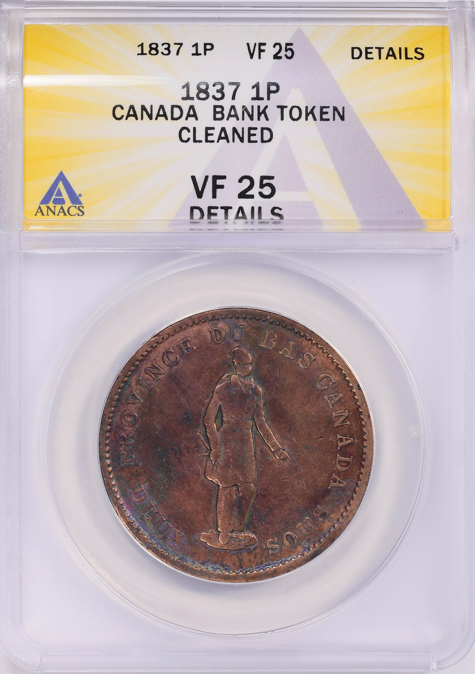 Canada - Lower Canada 1837 2 Sou (Penny) KM-Tn10 ANACS VF-25 Details (Item 1680830 ...