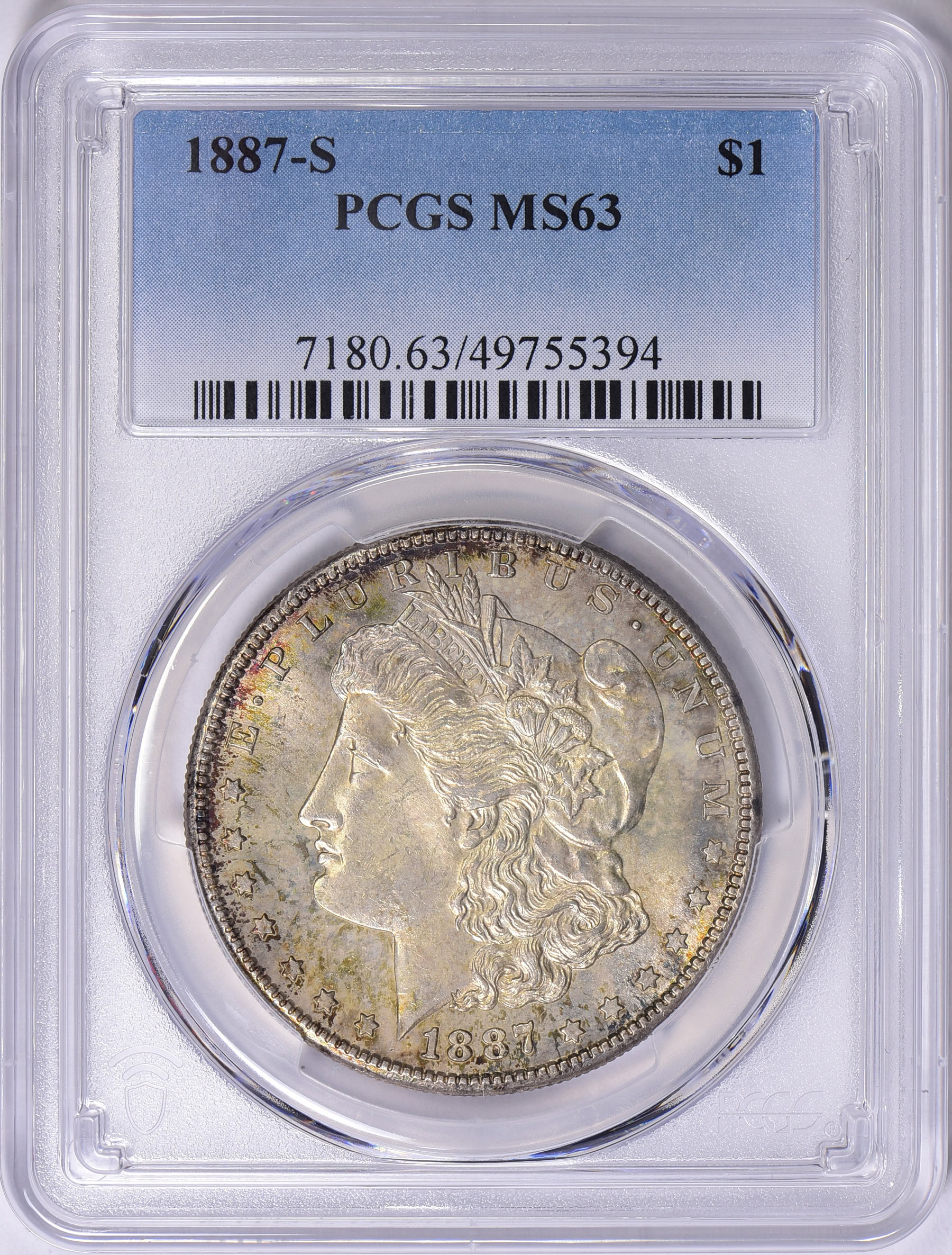 1887-S Morgan Silver Dollar PCGS MS-63 (Toned) (Item 1680965) | GreatCollections Coin Auctions