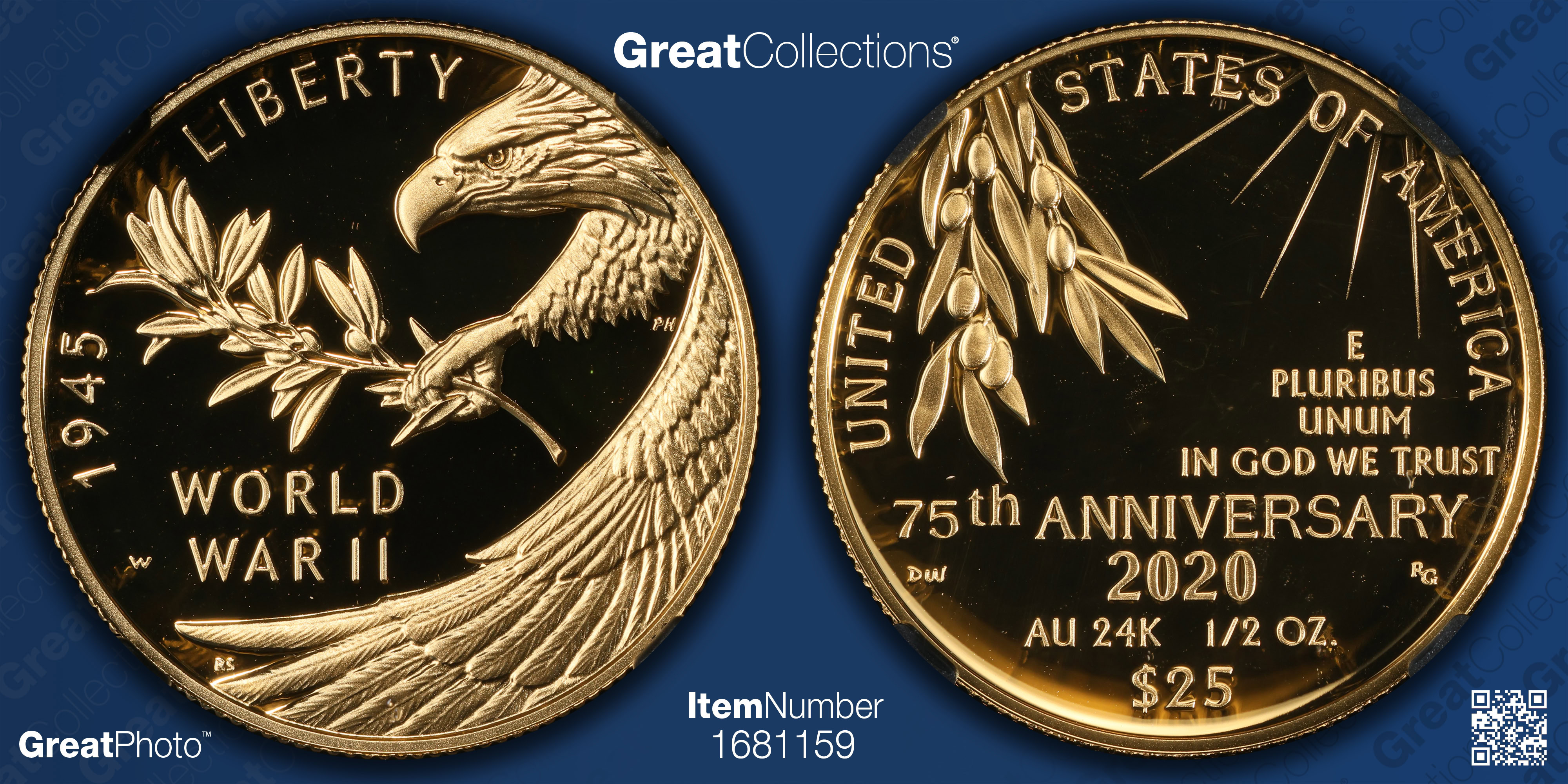 2020-W End of World War II 75th Anniversary Gold $25 First Day of Issue ...