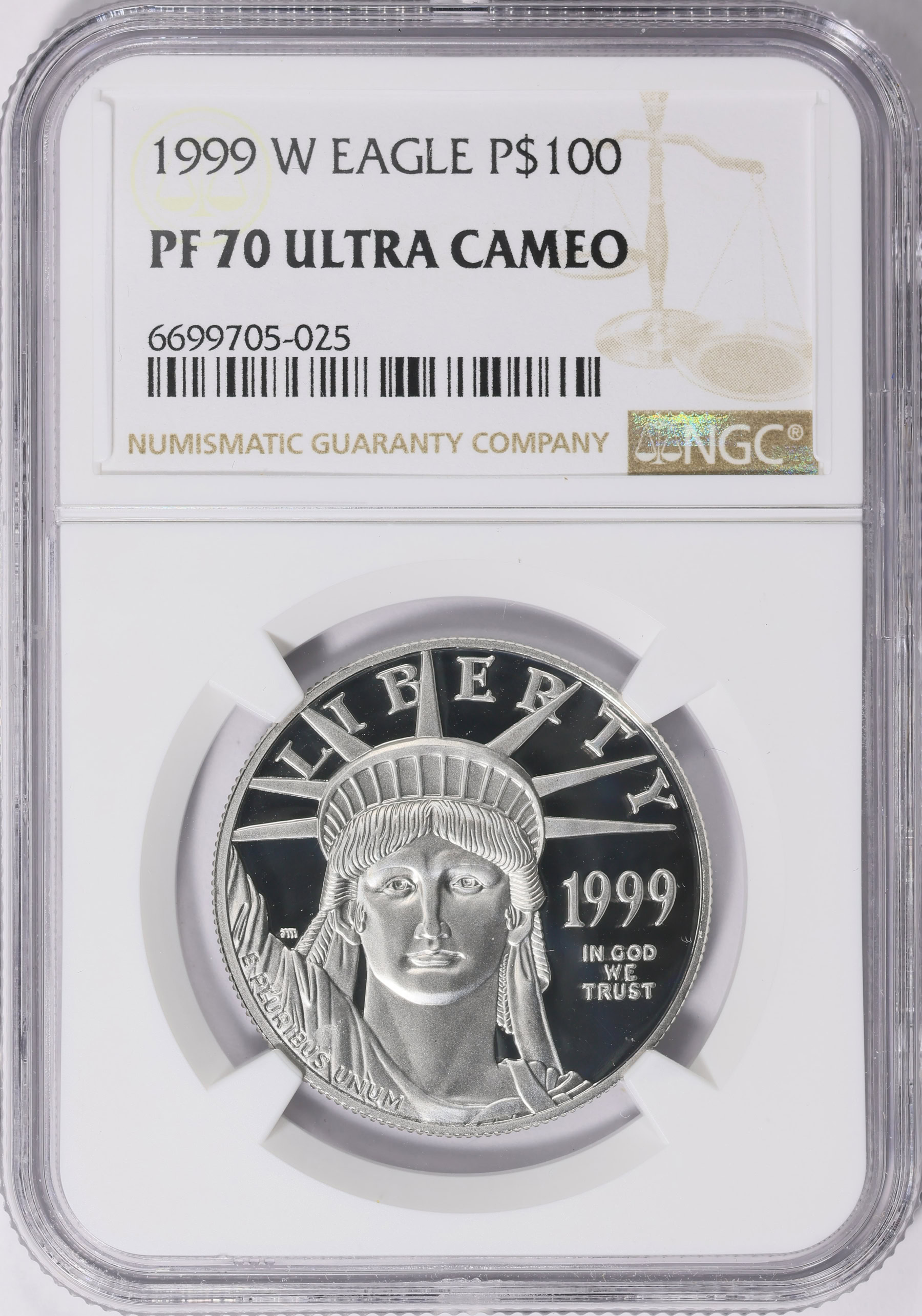 1999-W $100 One-Ounce Platinum American Eagle NGC Proof-70 UC (Item ...