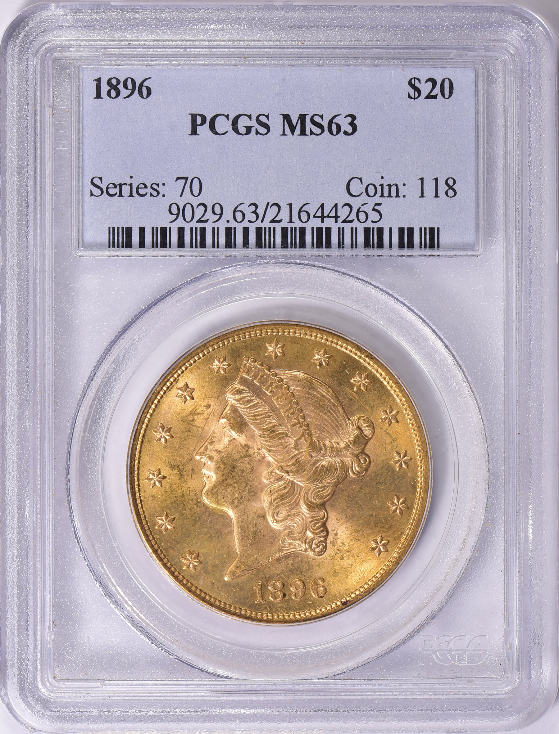 1896 Liberty Gold Double Eagle PCGS MS-63 (Item 1681417) | GreatCollections Coin Auctions