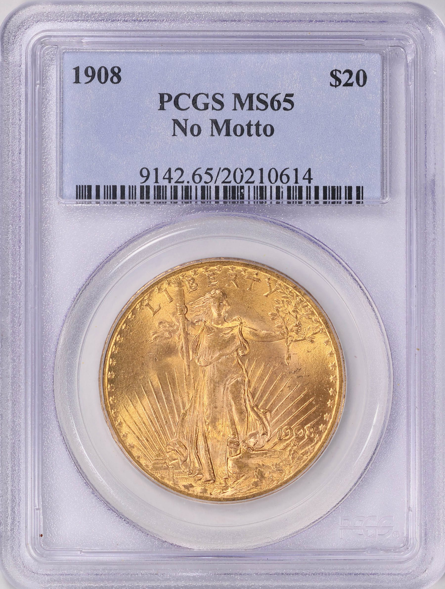 1908 Saint-Gaudens Gold Double Eagle No Motto PCGS MS-65 (Item 1681433) | GreatCollections Coin ...