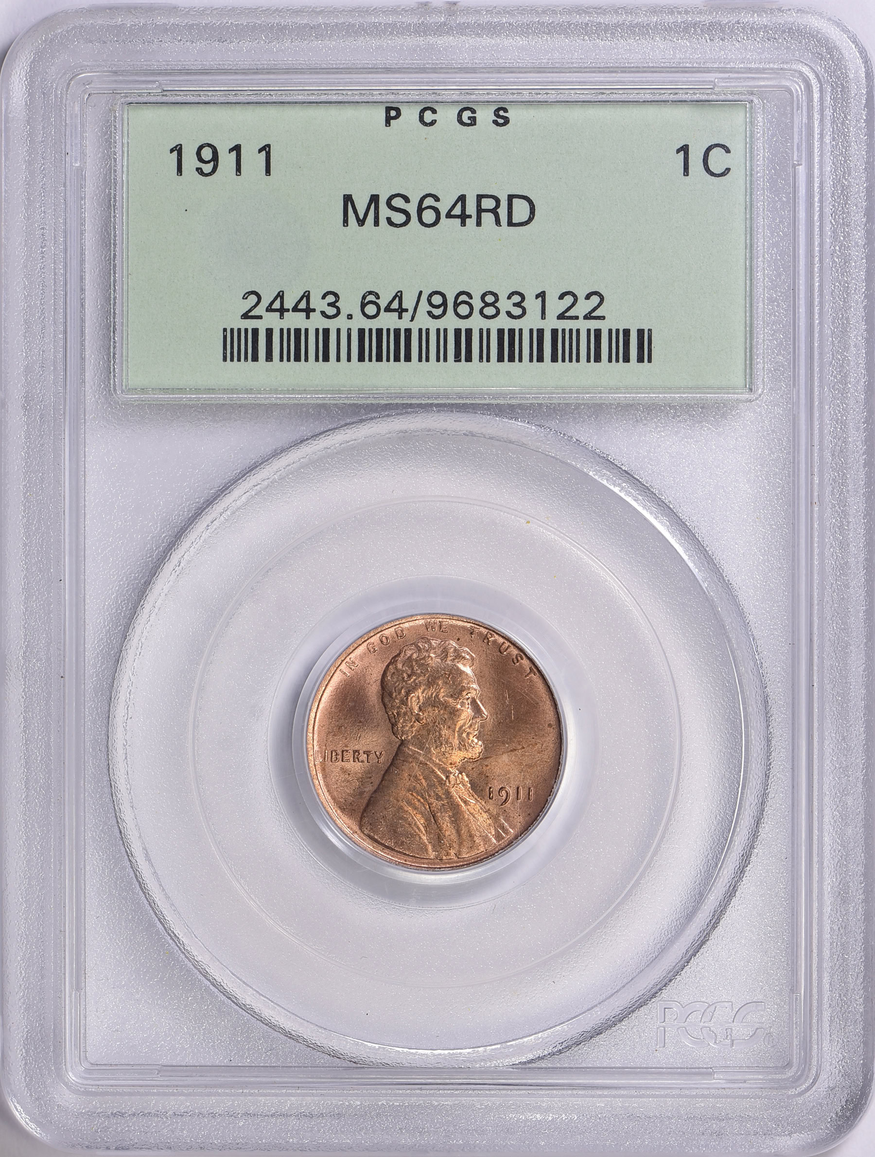 1911 Lincoln Cent PCGS MS-64 RD OGH (Item 1681497) | GreatCollections Coin Auctions