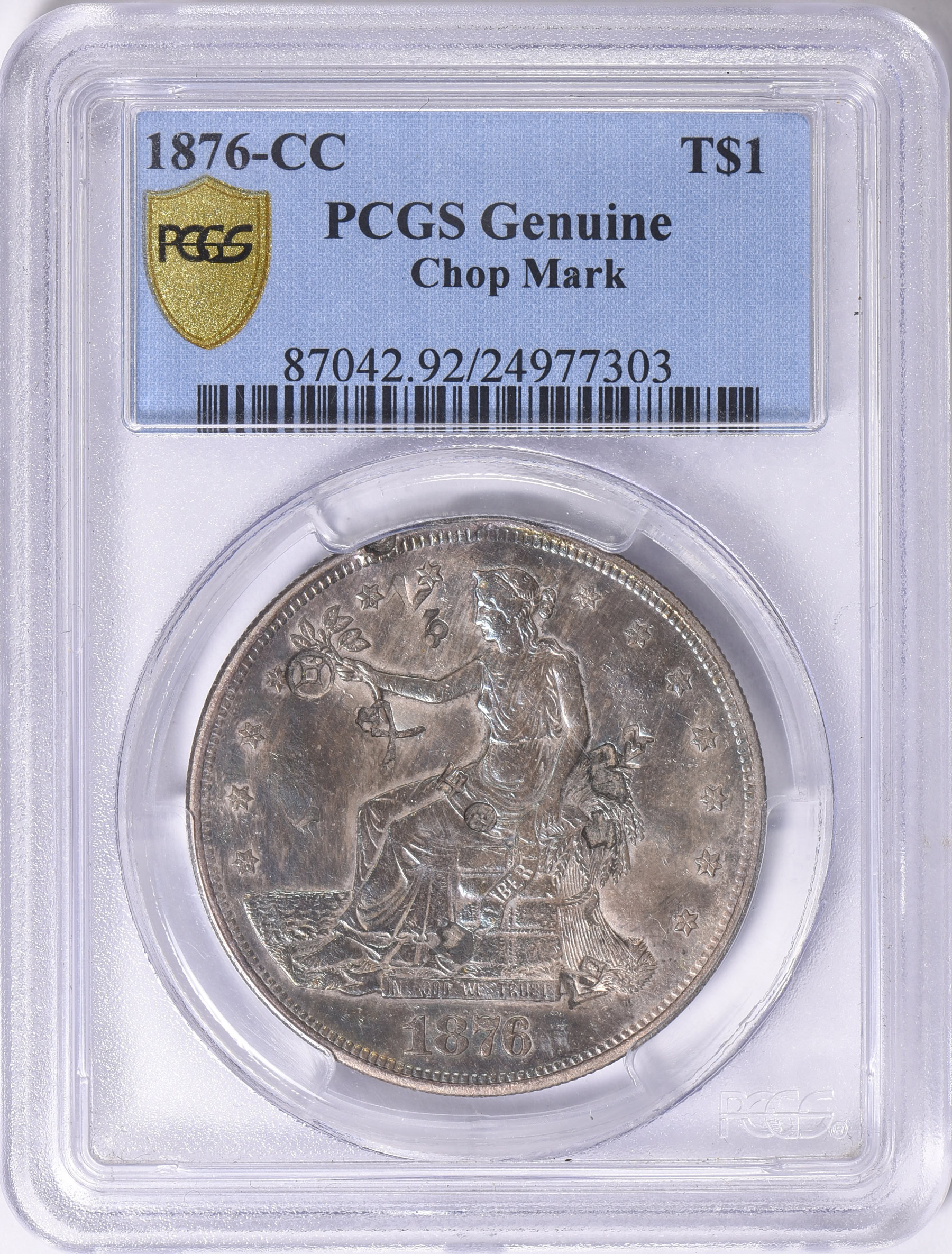 1876-CC Trade Silver Dollar Chop Mark PCGS Genuine (Toned) (Item ...