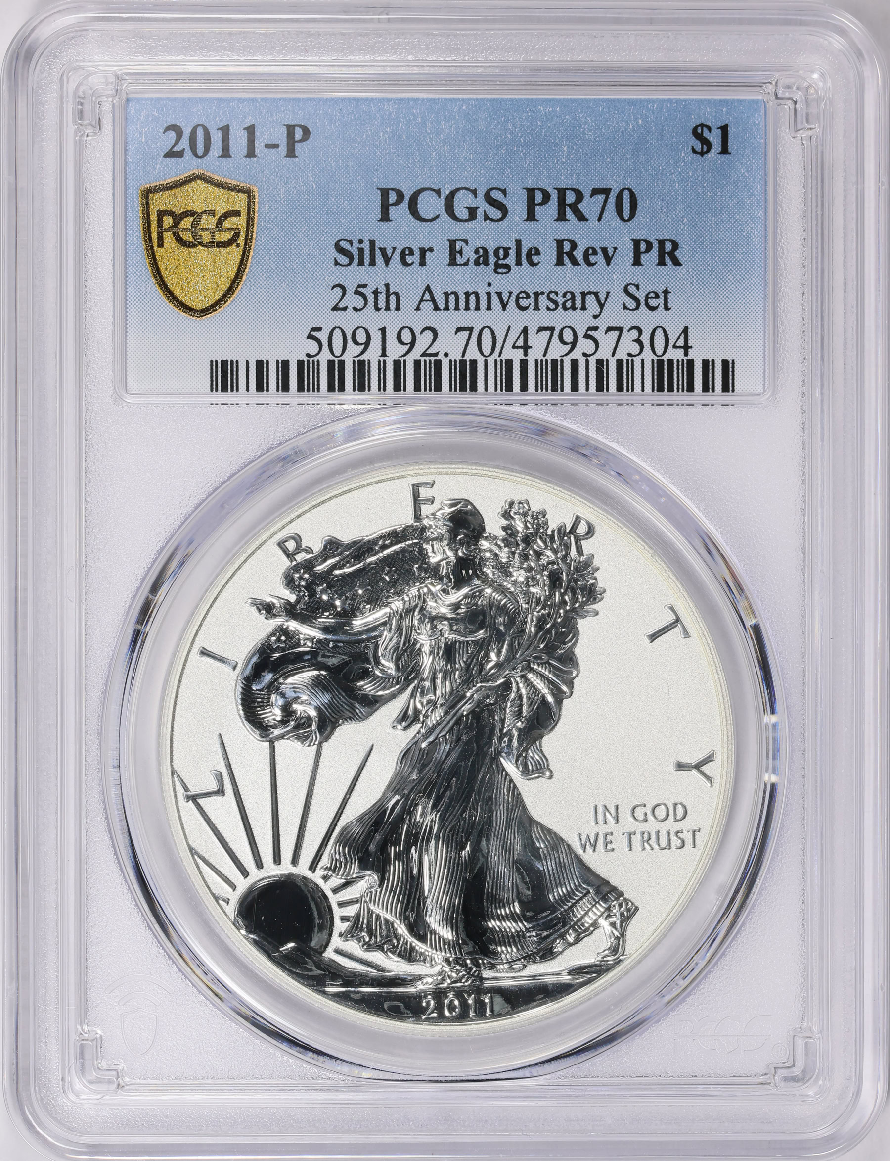 2011-P $1 Silver Eagle Reverse Proof 25th Anniversary PCGS Proof-70 ...