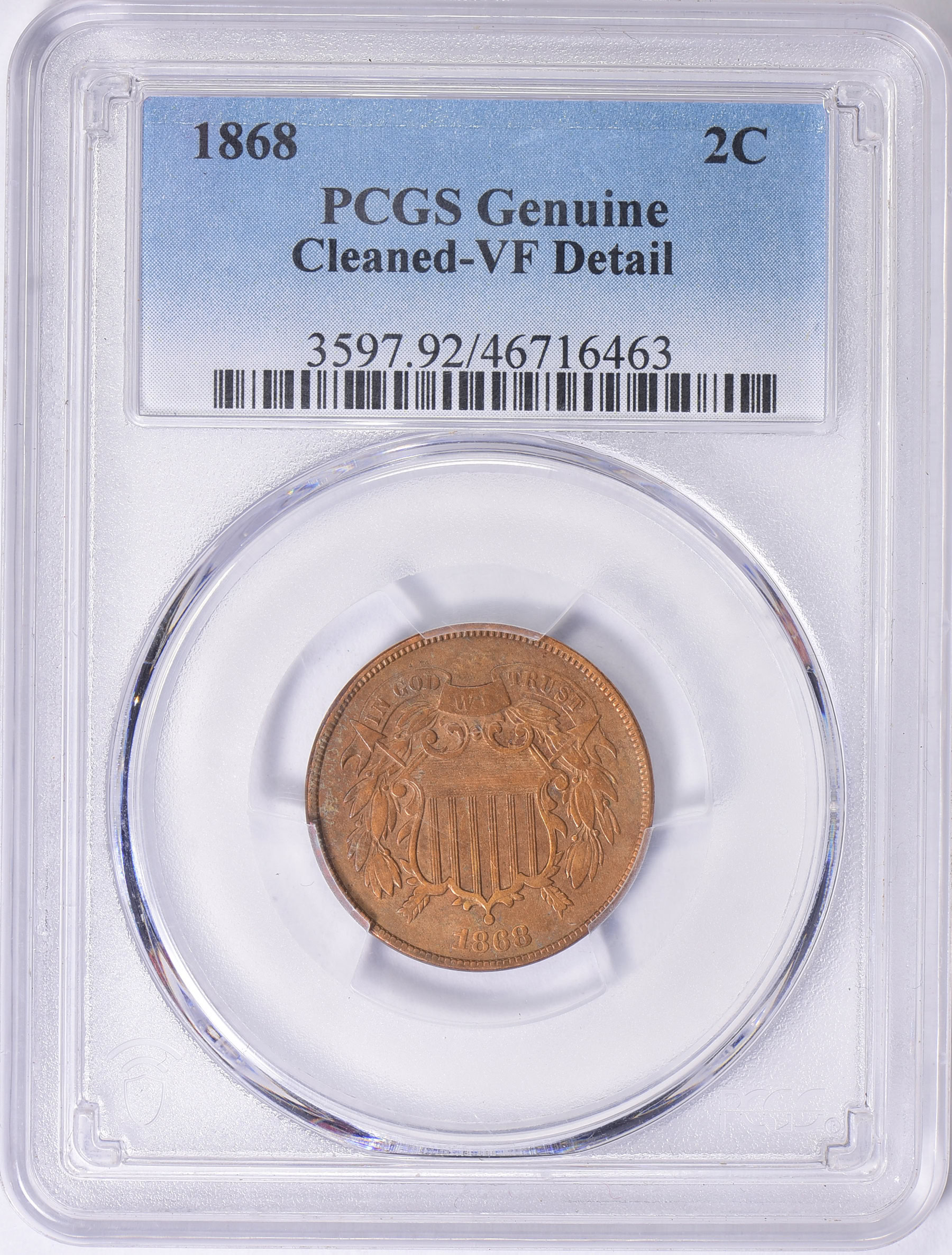 1868 Two-Cent Piece PCGS Genuine VF Details (Item 1681792 ...
