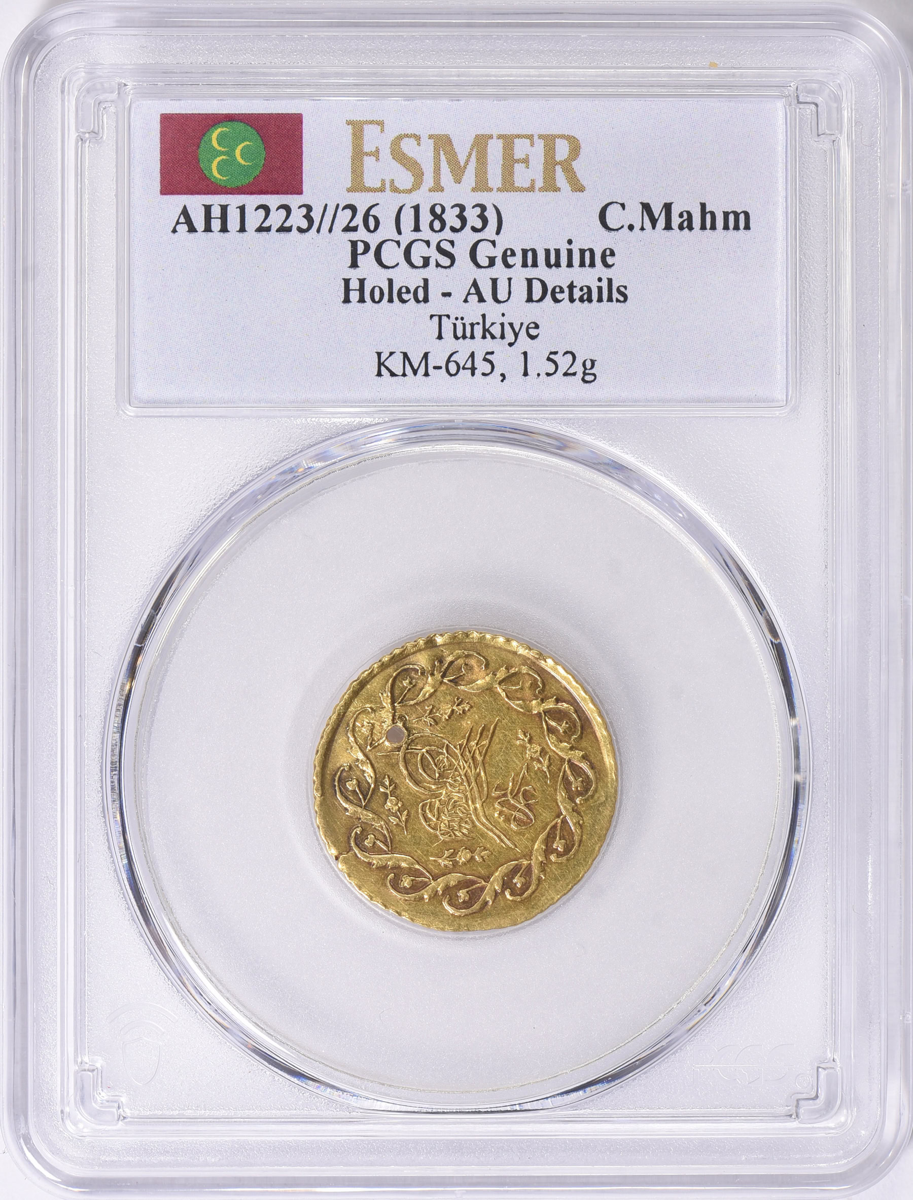 Turkey AH 1223 Year 26 (1833) Gold Cedid Mahmudiye KM-645 PCGS Genuine ...