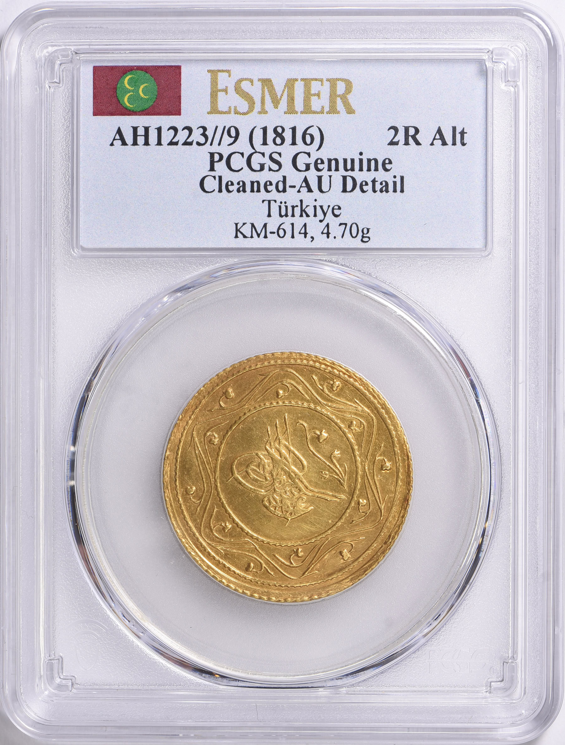 Turkey AH 1223 Year 9 (1816) Gold 2 Rumi Altin KM-614 PCGS Genuine AU ...
