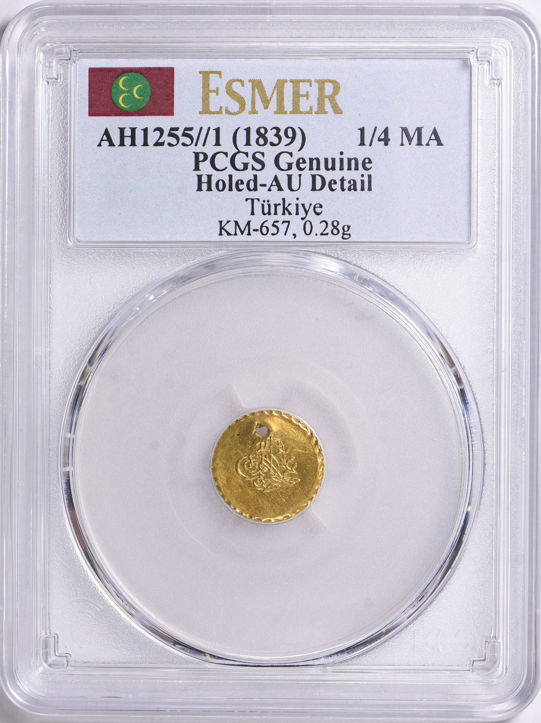 Turkey AH 1255 Year 1 (1839) Gold 1/4 Memduhiye Altin KM-657 PCGS ...