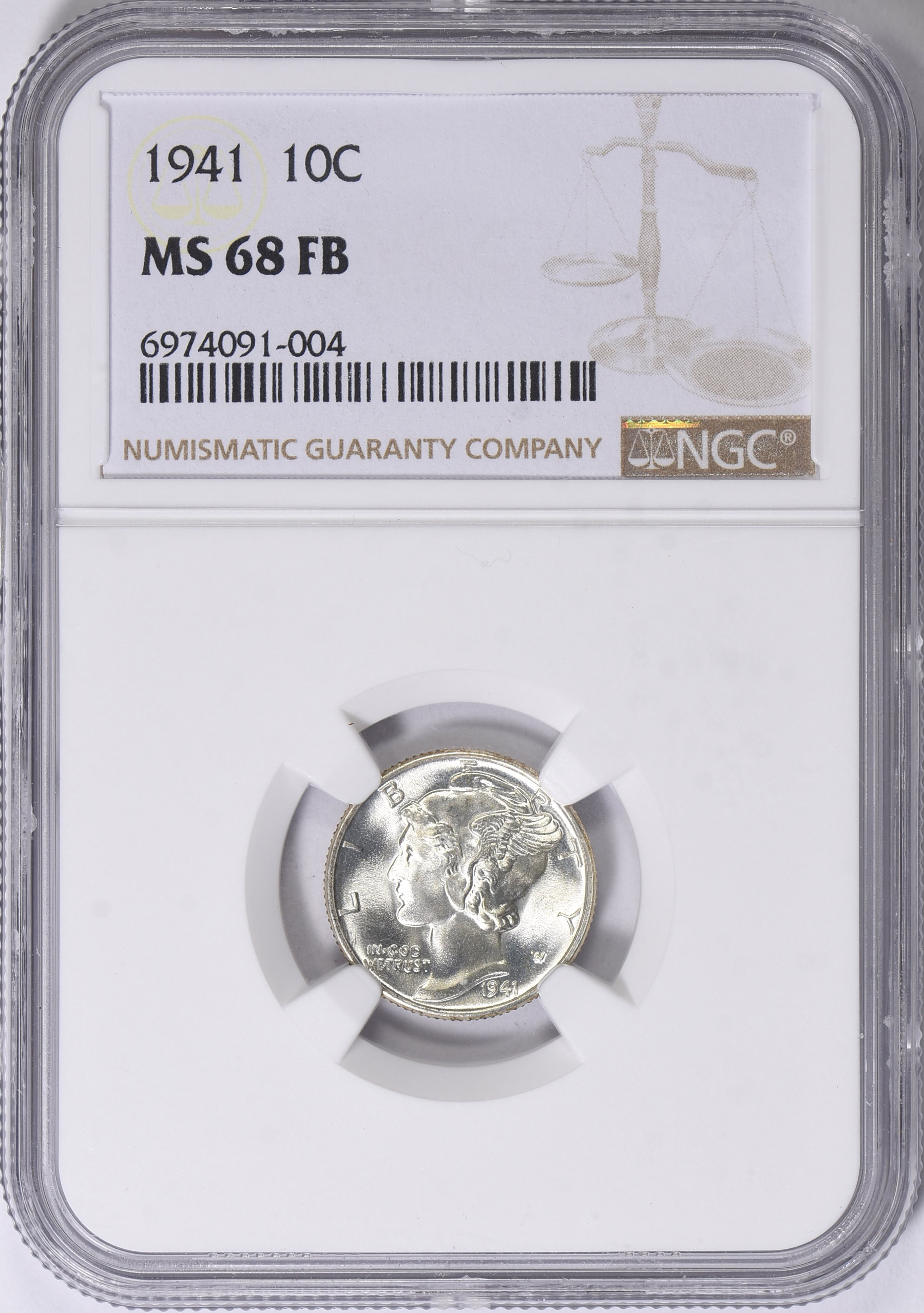 1941 Mercury Dime NGC MS-68 FB (Item 1682123) | GreatCollections Coin Auctions
