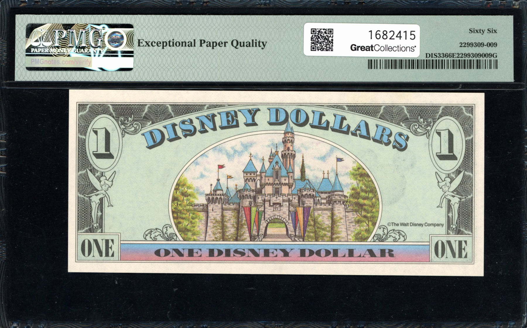 1994 Disneyland $1 Disney Dollar Note Mickey / Sleeping Beauty's Castle ...