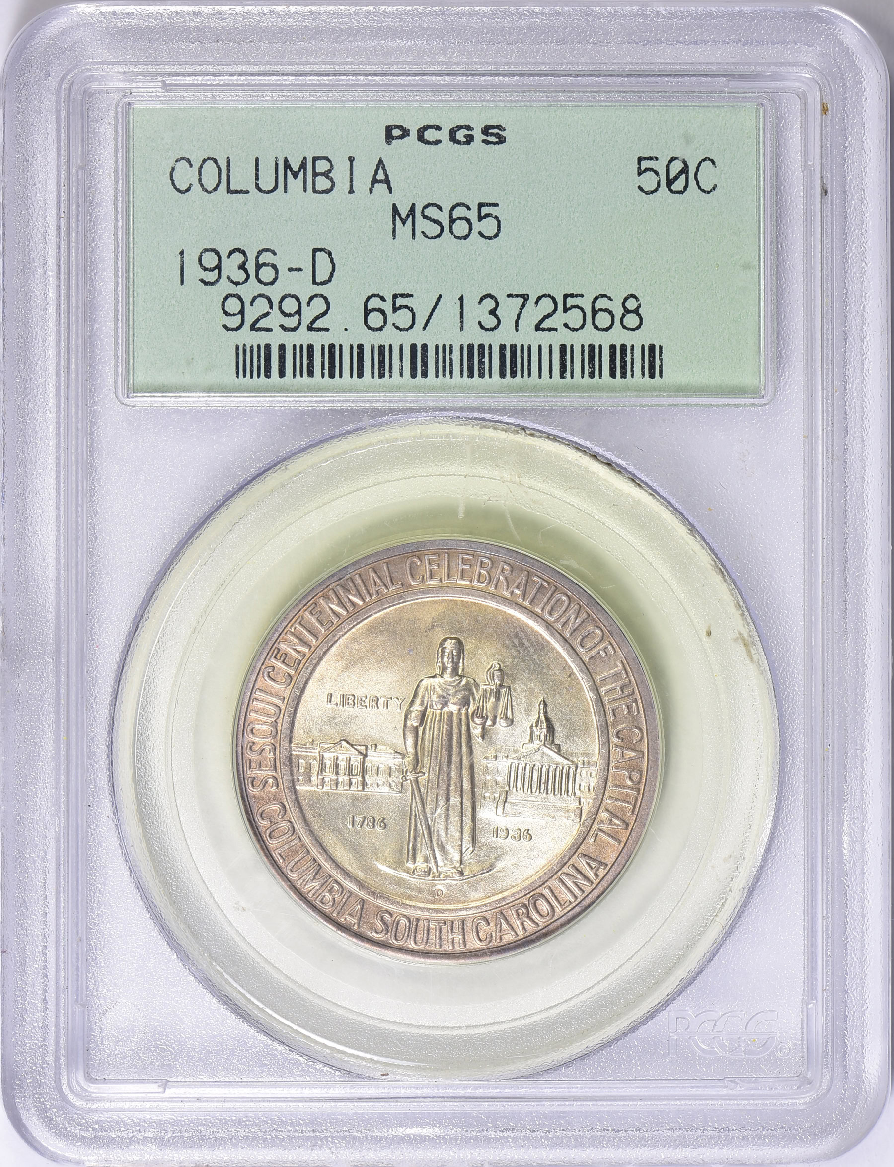 1936-D Columbia, South Carolina, Sesquicentennial Half Dollar PCGS MS ...