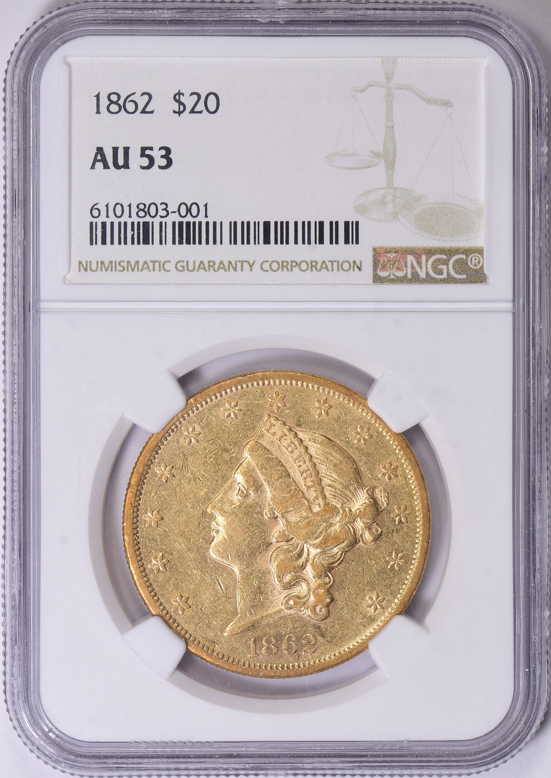 1862 Liberty Gold Double Eagle NGC AU-53 (Item 1682436 ...
